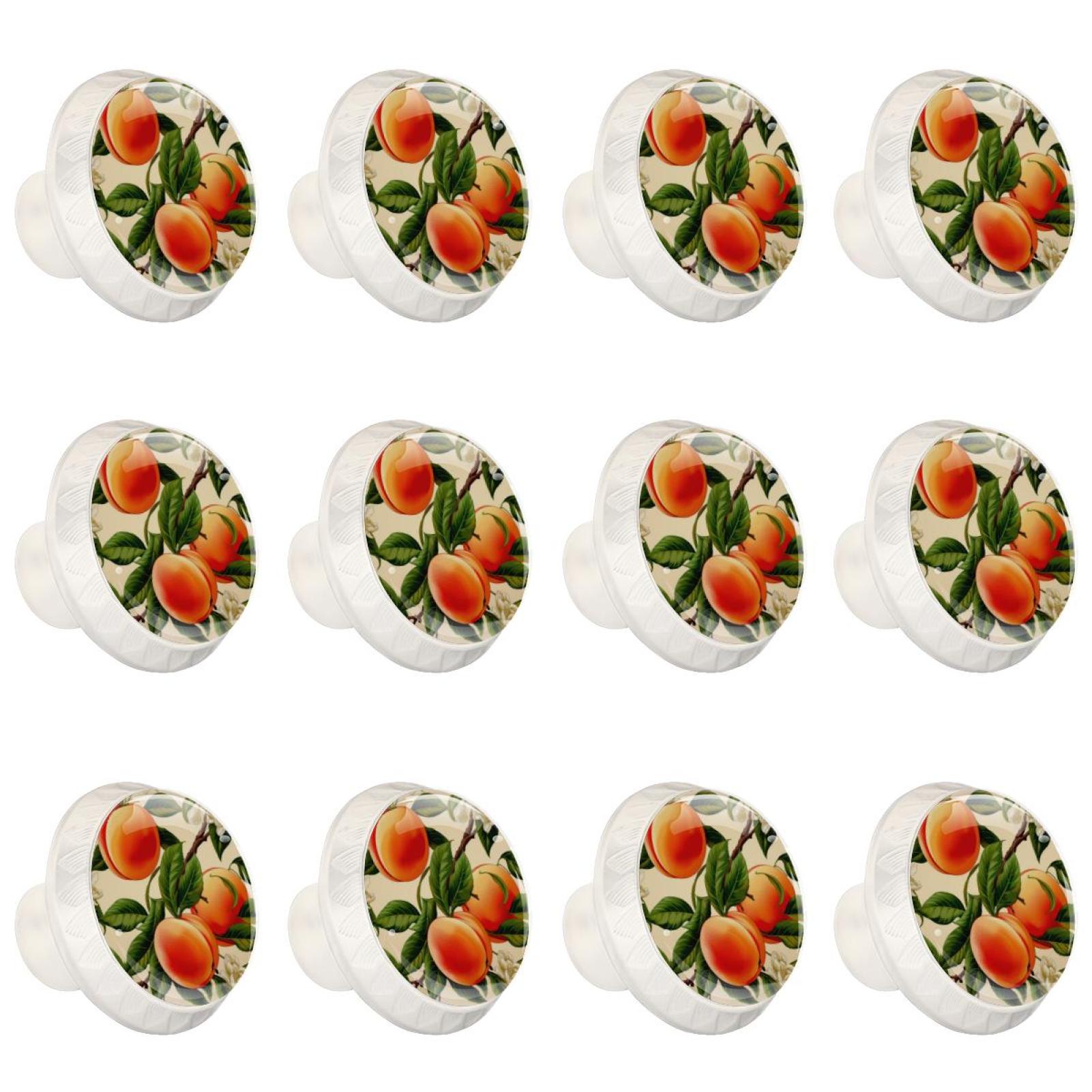 Peach 12 Pcs White Round Drawer Pulls with Screws,ABS and Glass Cabinet Handles for Kitchen ...