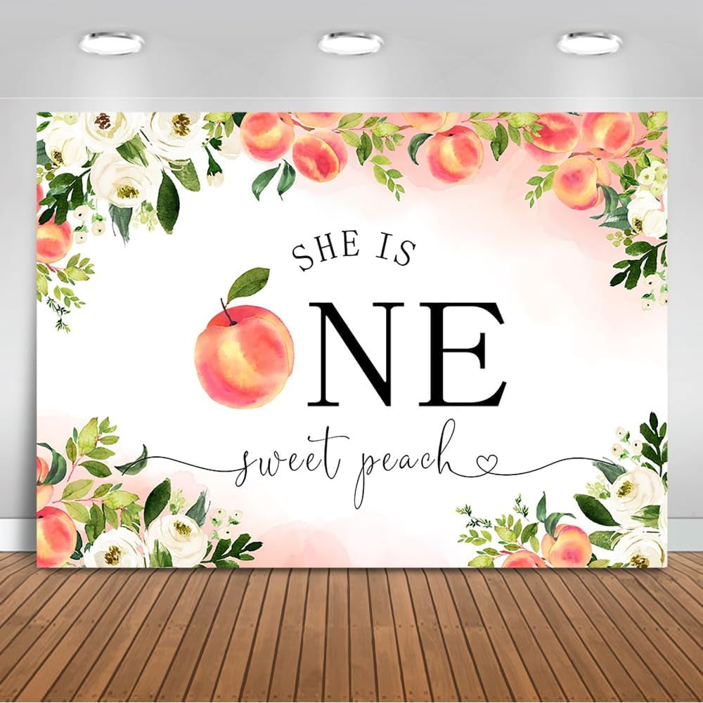 Peach 1st Birthday Backdrop ONE Sweet Peach 1st Birthday Background ...