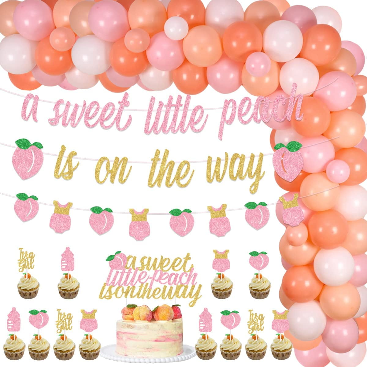 Walmart Peach Baby Shower & Birthday Kit - Sweet Peach Theme, Balloons ...