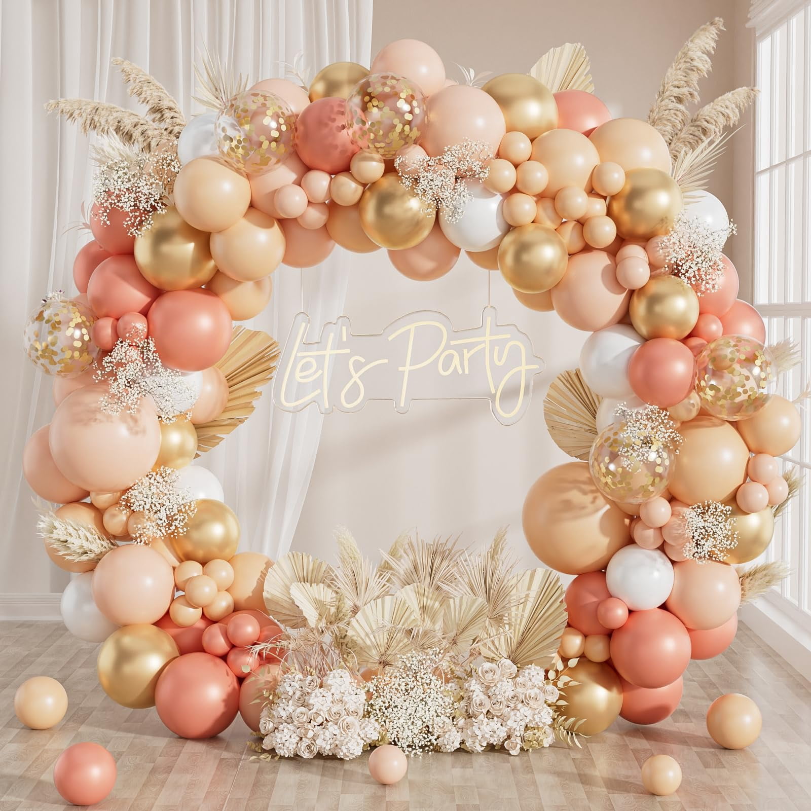 Peach Balloon Arch, Peach Balloons 125pcs KKS1 with Pastel Nude White ...