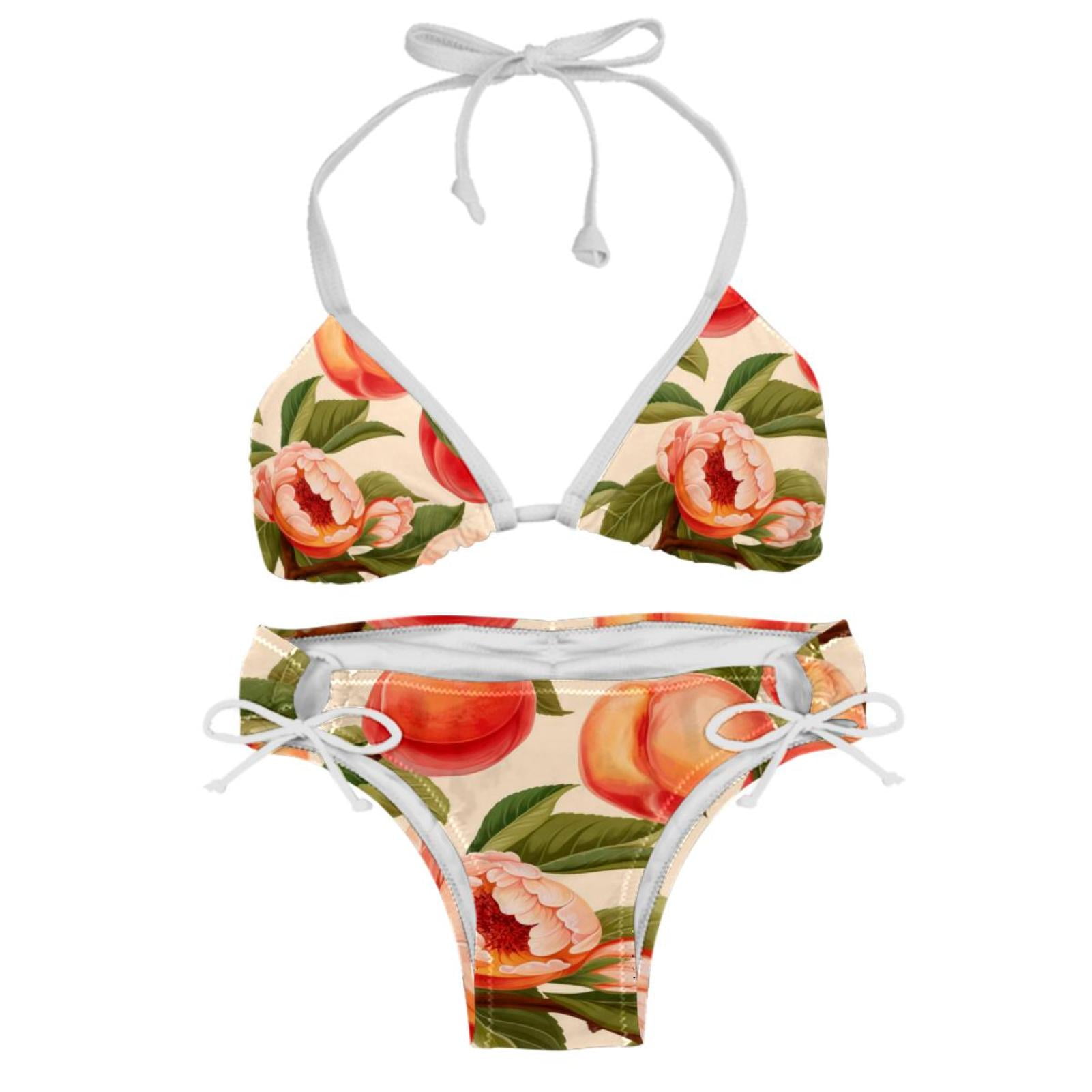 Peach Bikini Set with Detachable Sponge & Adjustable Strap, Two-Pack ...