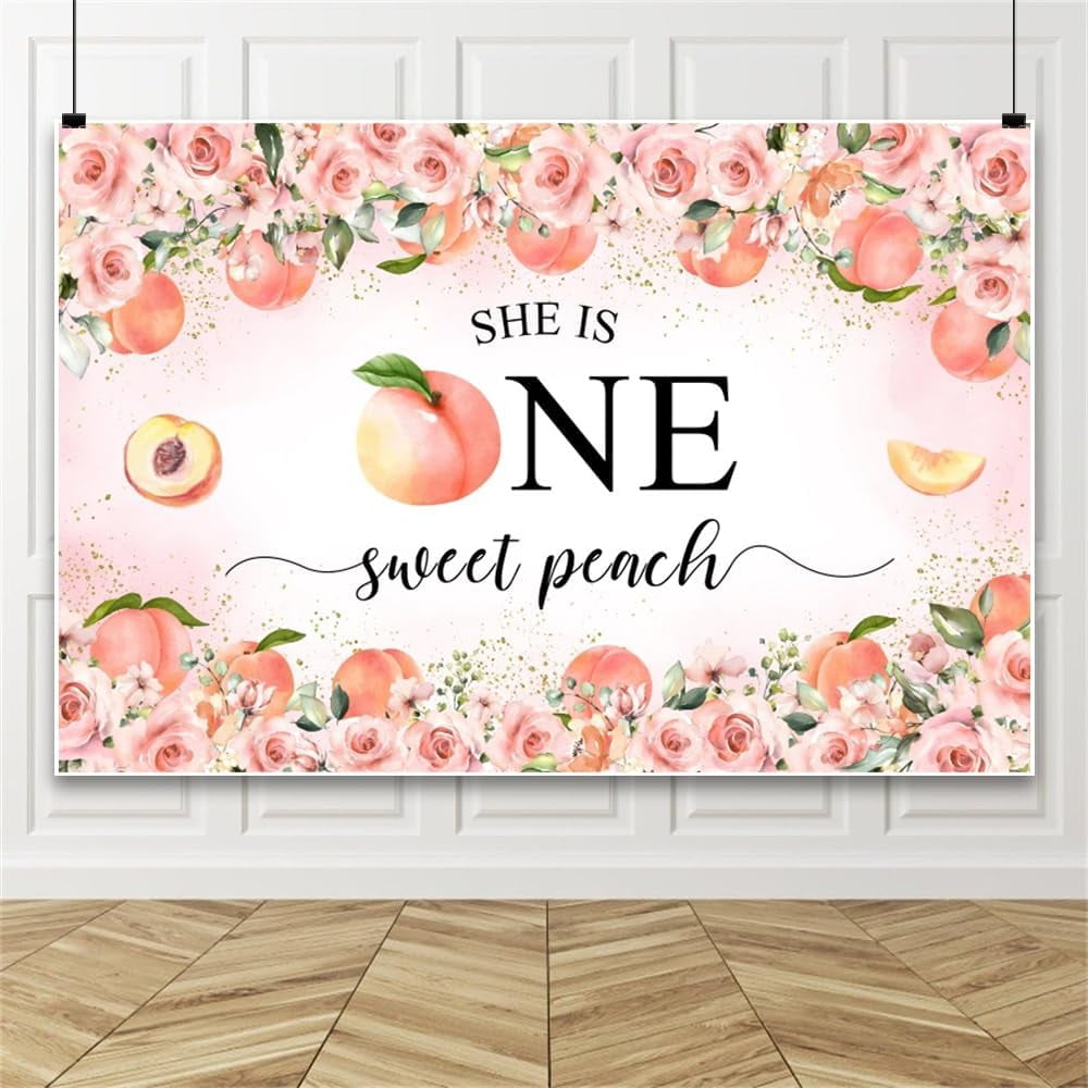 Peach Birthday Beautiful Backdrop She is One Sweet Peach Backdrop One ...