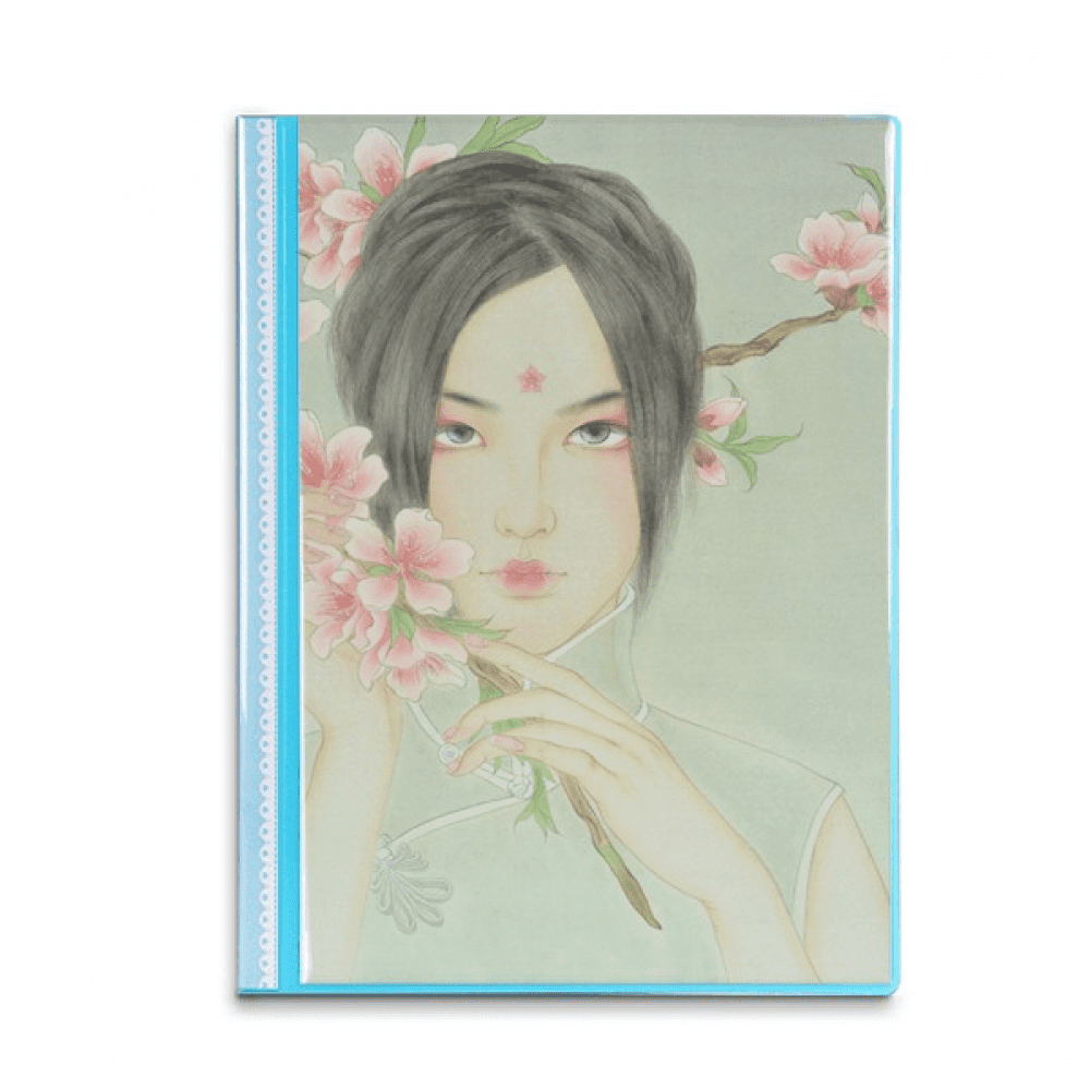 Peach Blossom Beauty Chinese Watercolor Book Sheet Protectors Portfolio ...