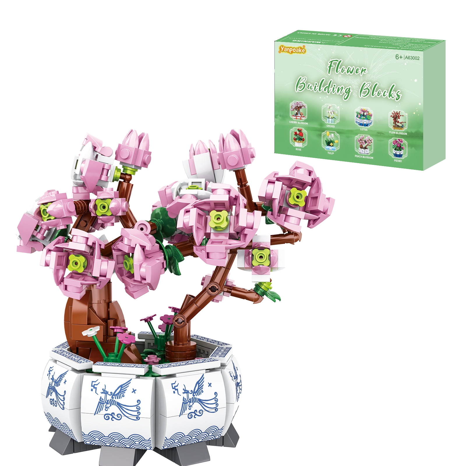 Peach Blossom Building Block Kit, Special Plant Home Decor Flower ...
