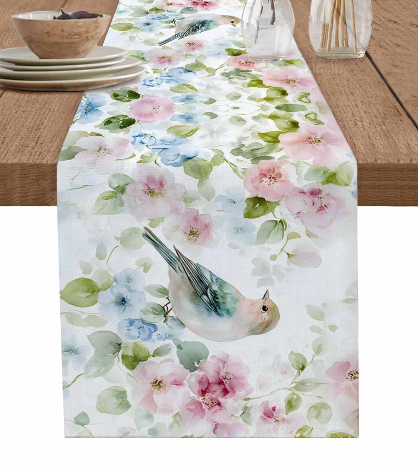 Peach Blossom Burlap Cotton Table Runner 13x70 Inches Long, Nature Pink ...