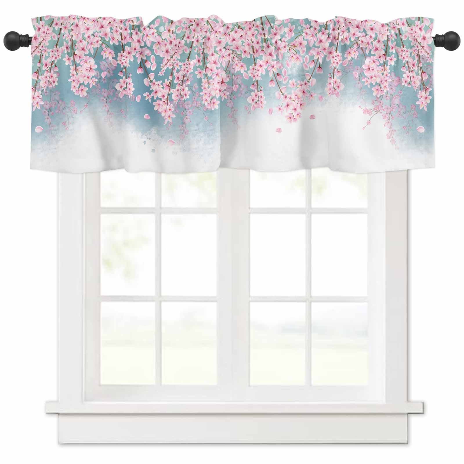 Peach Blossom Curtain Valance for Windows/Living Room/Kitchen/Bathroom ...