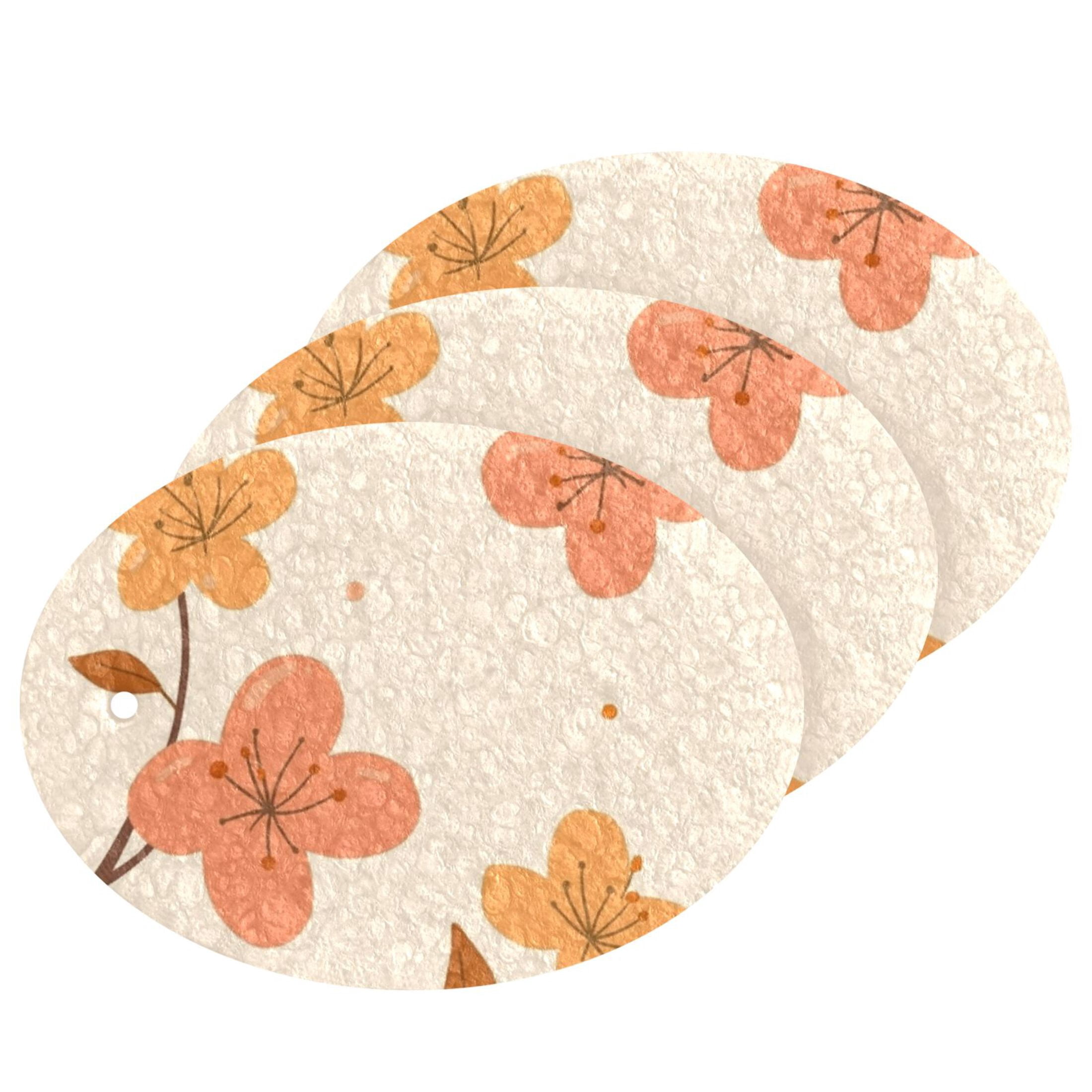 Peach Blossom Flower Scrub Sponges for Cleaning Kitchen and Household ...