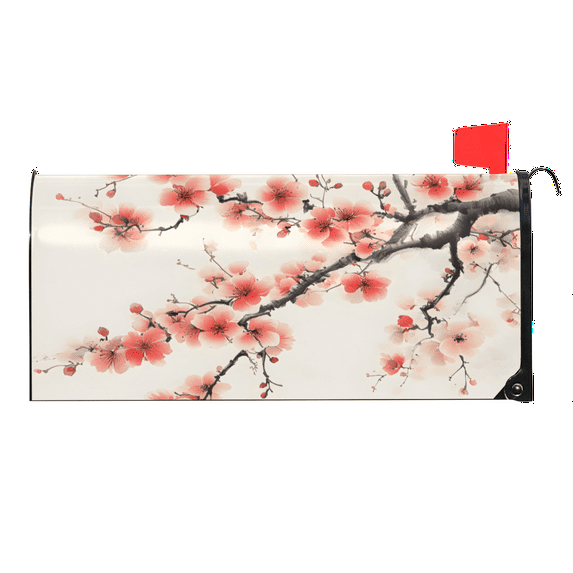 Peach Blossom Magnetic Mailbox Cover with Floral Pattern, Standard Size ...