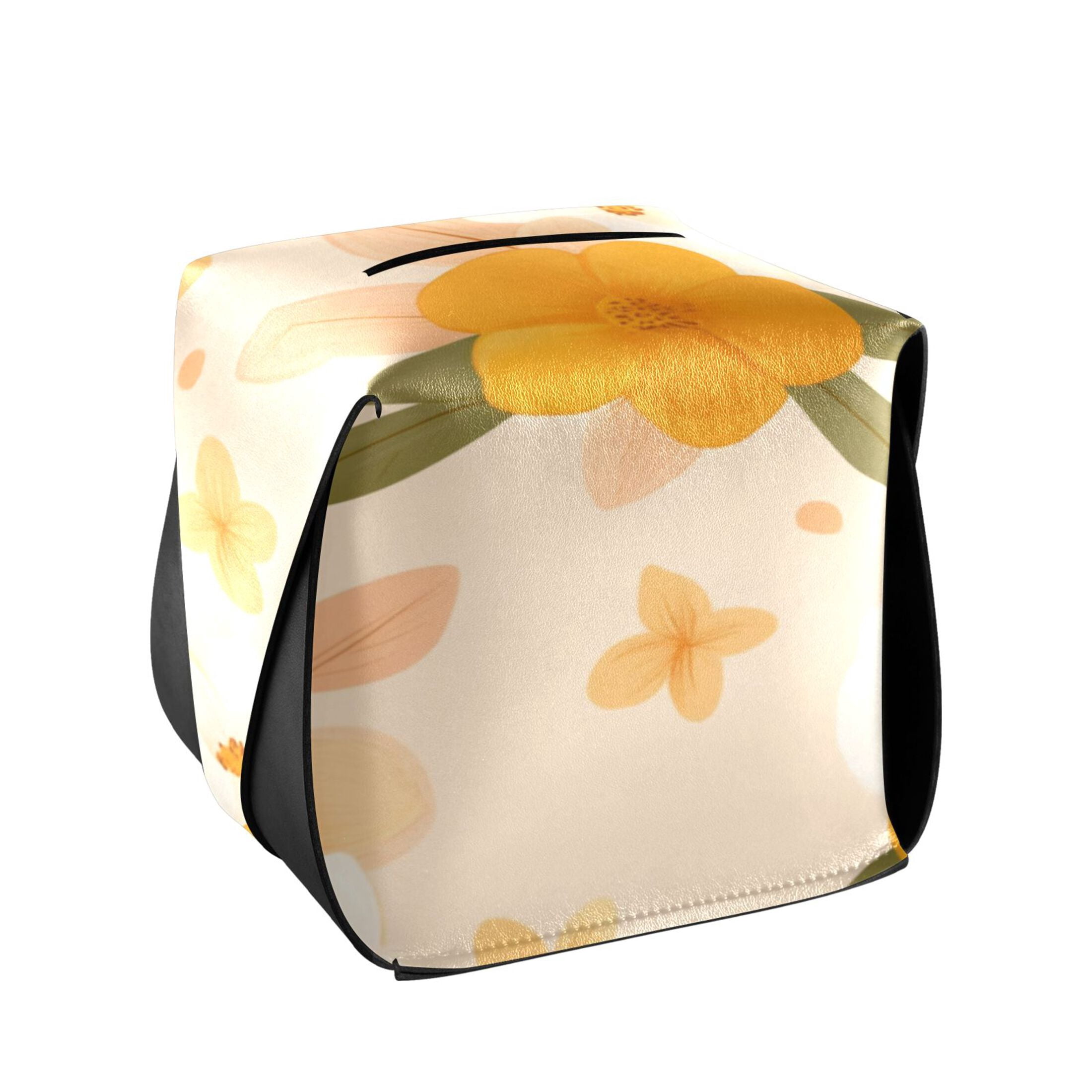 Peach Blossom Pattern 5.7in Leather Tissue Box Cover Square PVC ...