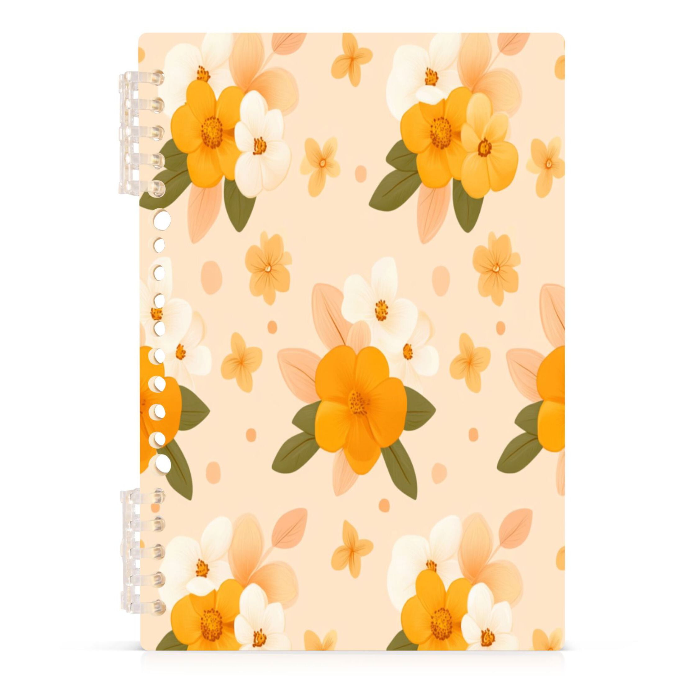 Peach Blossom Pattern A5 8.3x5.7in PP Notebook, Adjustable Rings, 60 ...