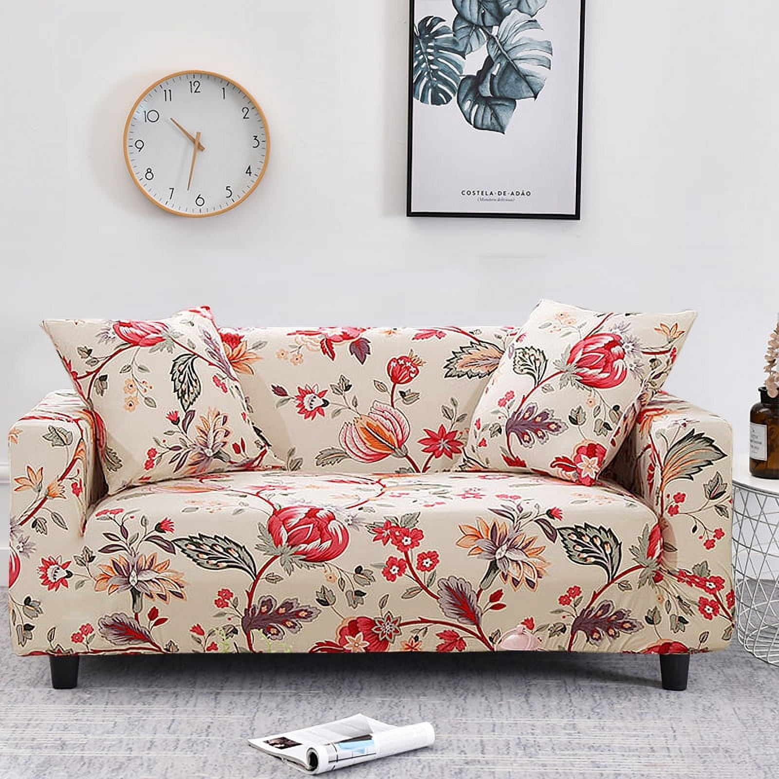 Peach Blossom Pattern Sofa Covers for Living Room Elastic Stretch ...