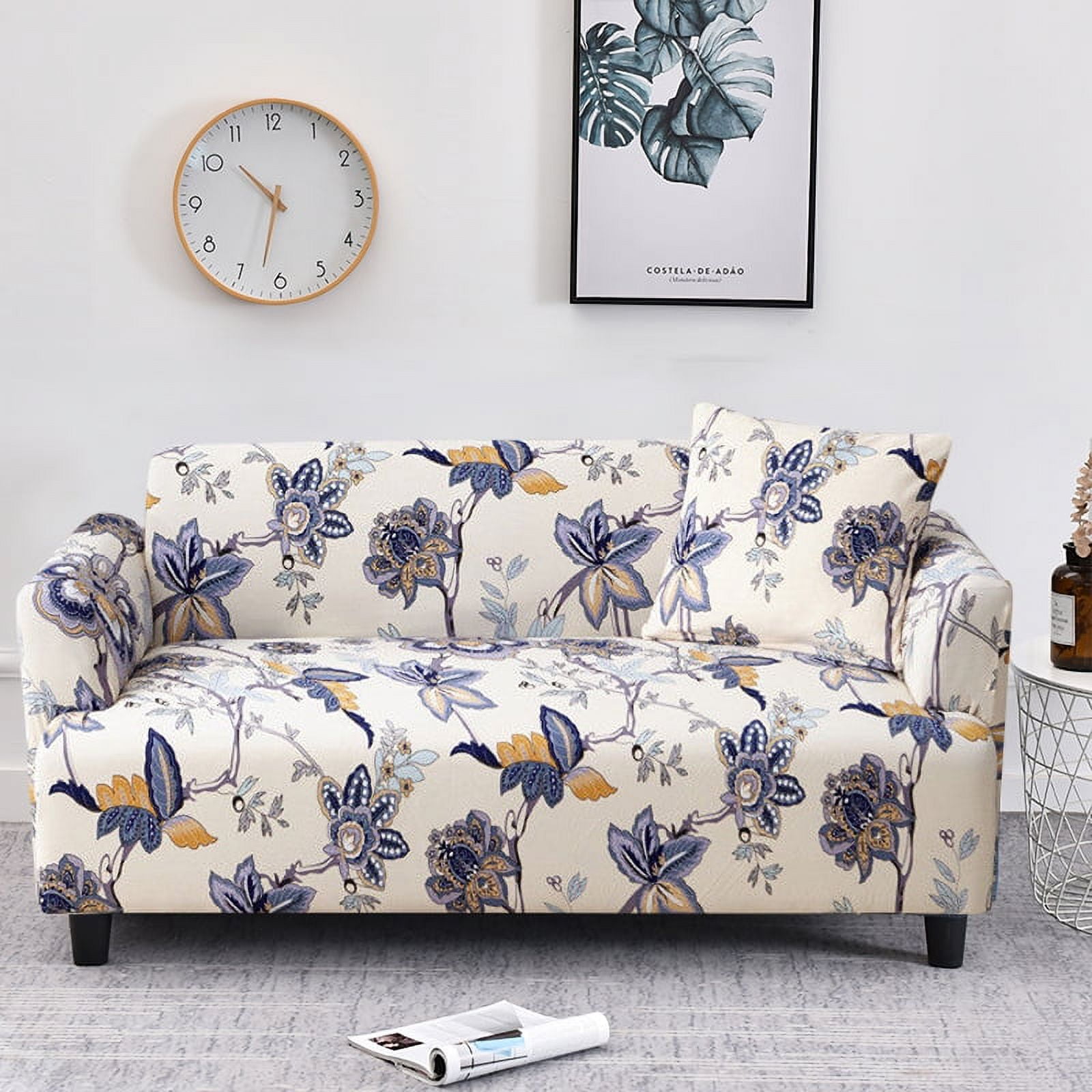 Peach Blossom Pattern Sofa Covers for Living Room Elastic Stretch ...
