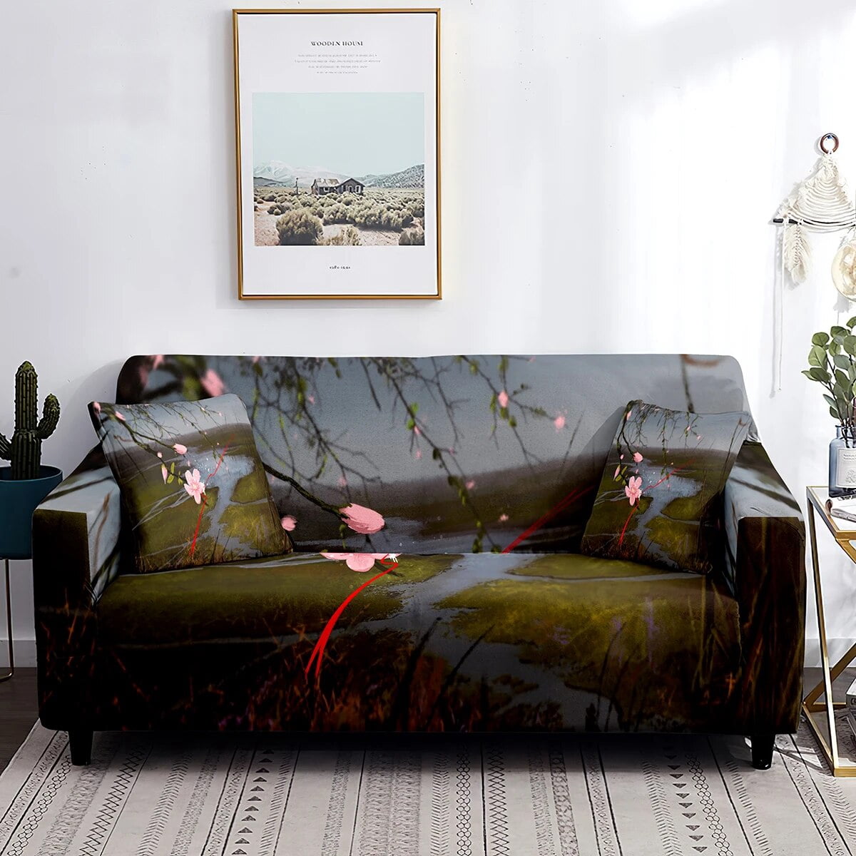 Peach Blossom Pattern Sofa Covers for Living Room Nature Photography ...