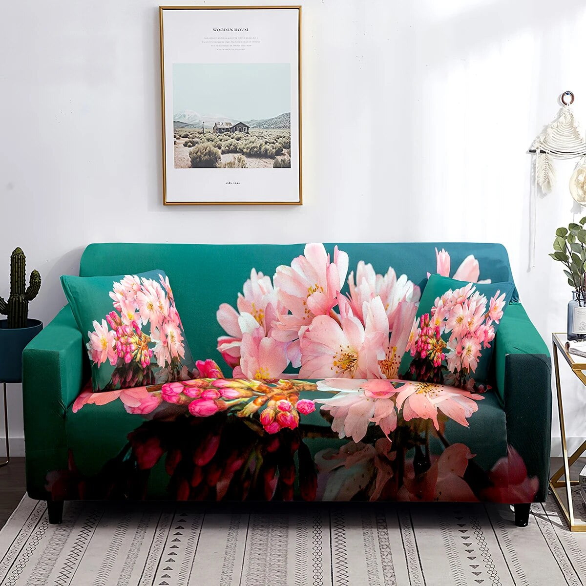 Peach Blossom Pattern Sofa Covers for Living Room Nature Photography ...