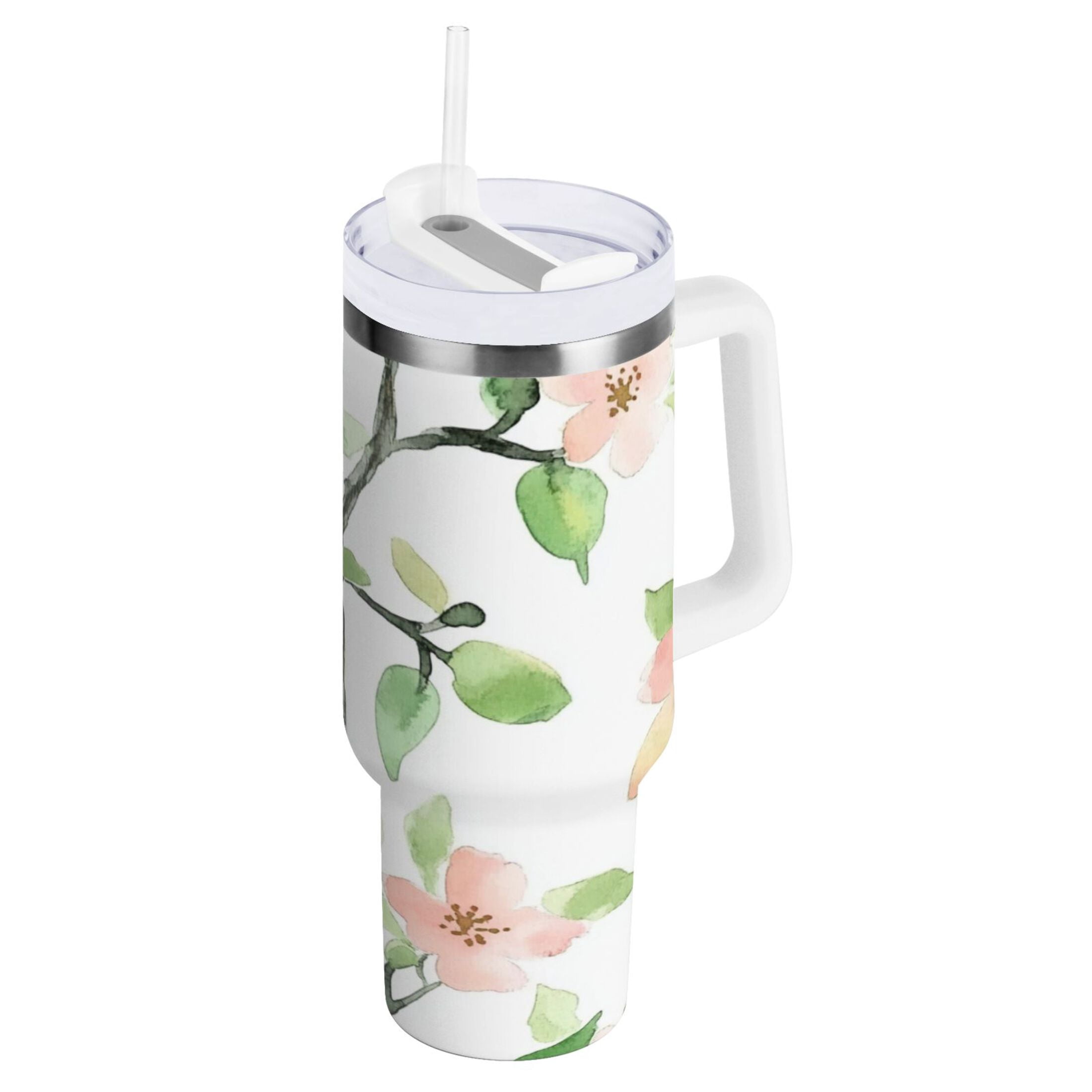 Peach Blossom Pattern Water Bottles 30oz Insulated Tumblers Double ...