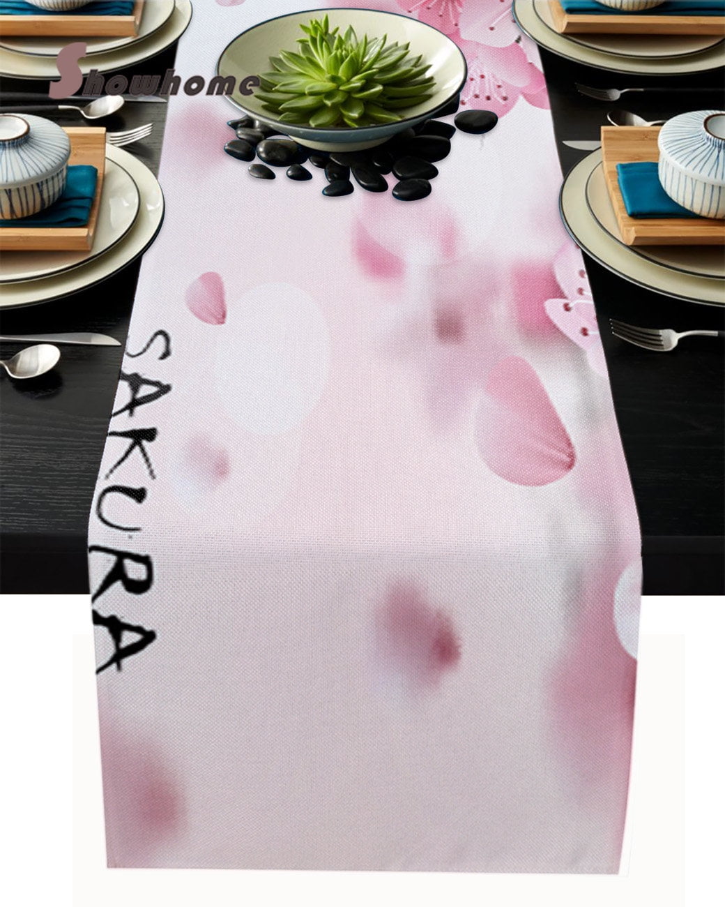 Peach Blossom Petals Leaves Table Runner Wedding Table ration Home r ...