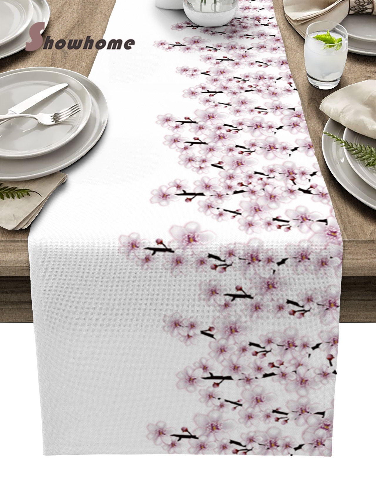 Peach Blossom Petals Leaves Table Runner Wedding Table ration Home r ...