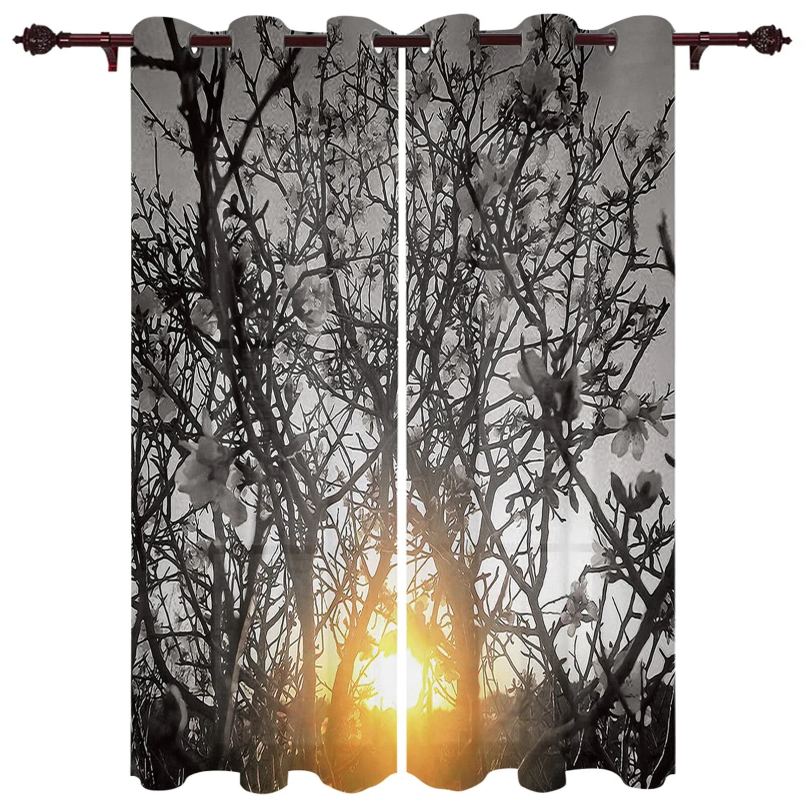 Peach Blossom Sunshine Outdoor Curtain for Garden Patio Curtains ...