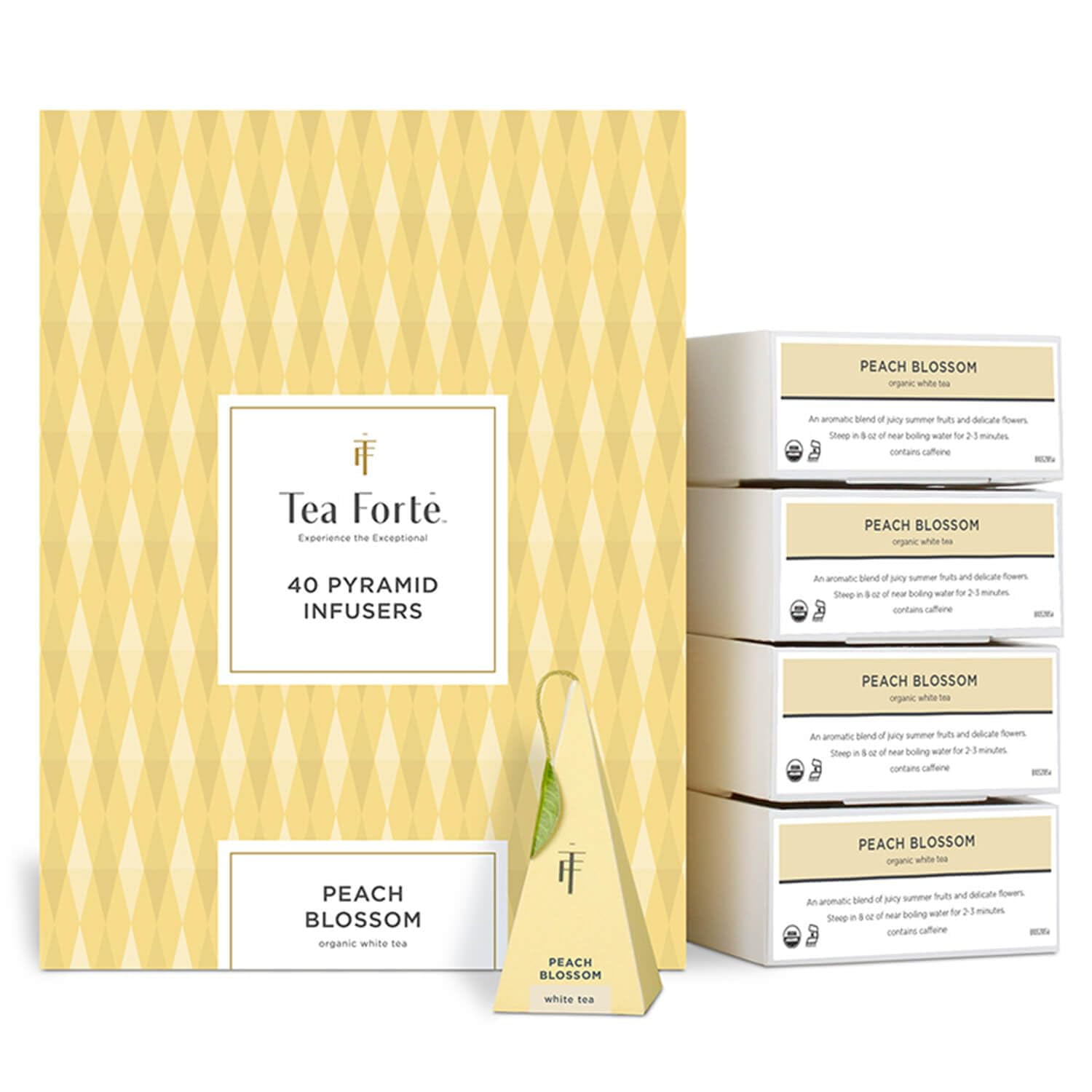 Peach Blossom Tea Event Box, Pack of 40 Bulk Pyramid Infuser Tea ...