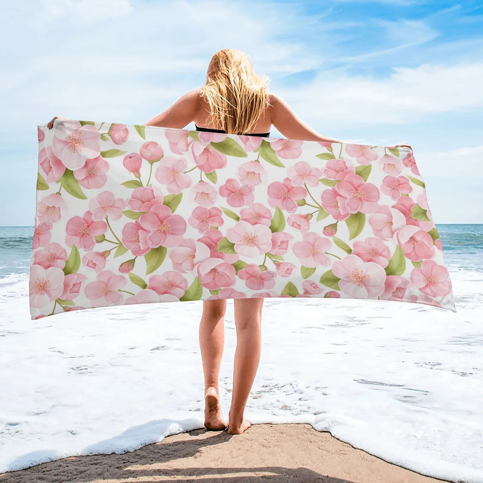 Peach Blossom With White Background in Spring Bath Towels For Adults ...