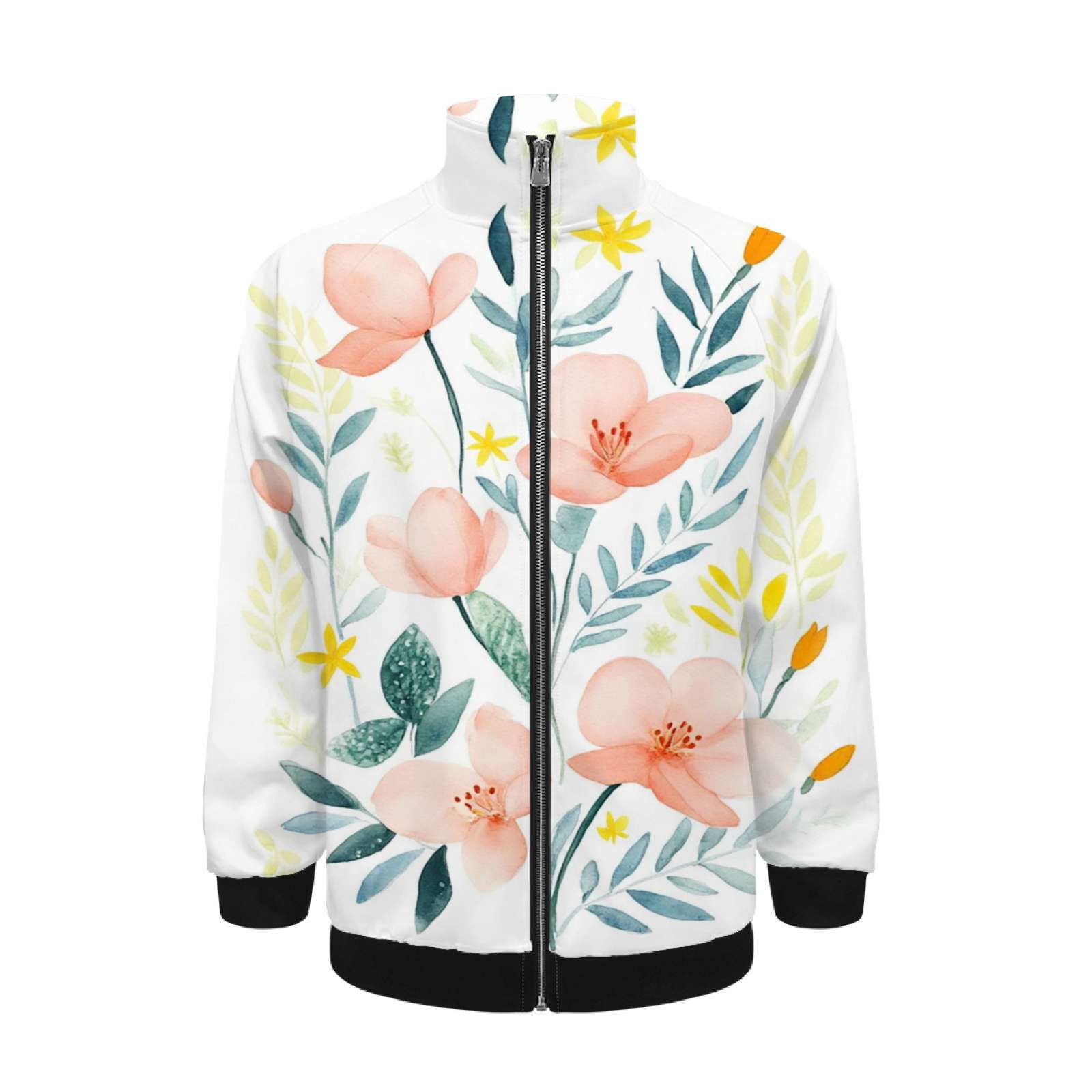 Peach Blossoms Watercolor Floral Art Jacket Men's Street Cool Long ...