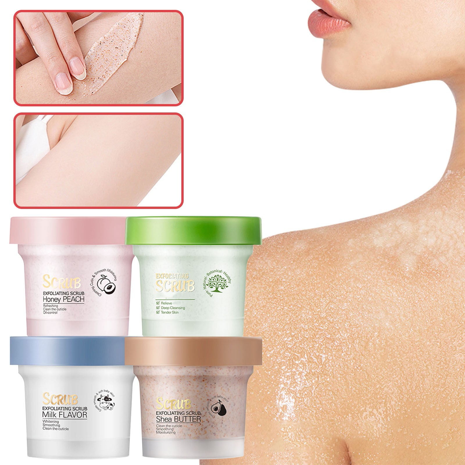 Peach Body Scrub, Exfoliating & Moisturizing Body Scrub Cream with Peach Extracts, 100g Gentle ...