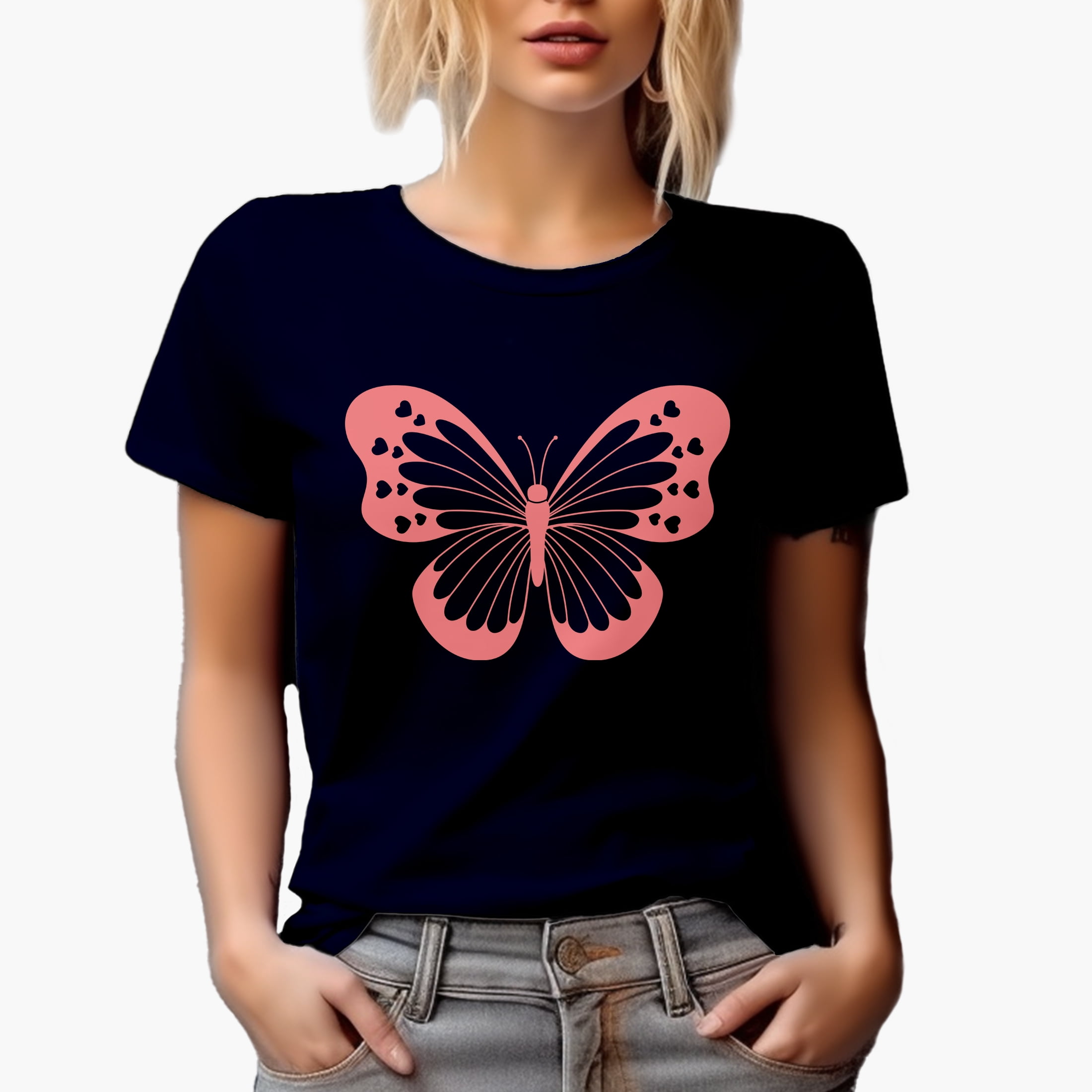 Peach Butterfly Merch Gift, Navy Blue T-Shirt, XL - Walmart.com