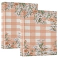 Peach Color Plaids with Blooming Flowers Round Ring Binder 3 Rings 1.5 ...