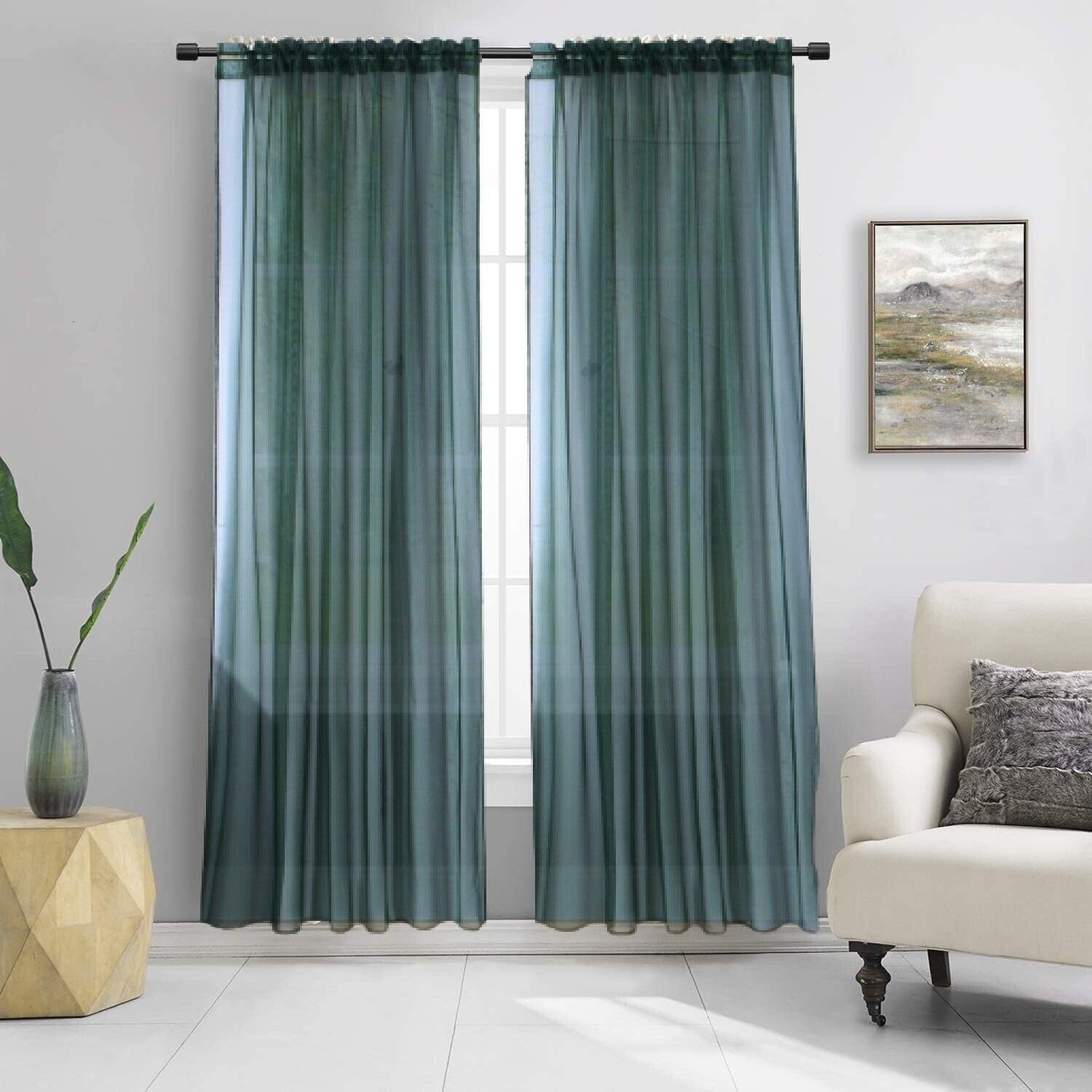 Peach Color Sheer Curtains 2 Panels,Livingroom Window Treatment Rod ...