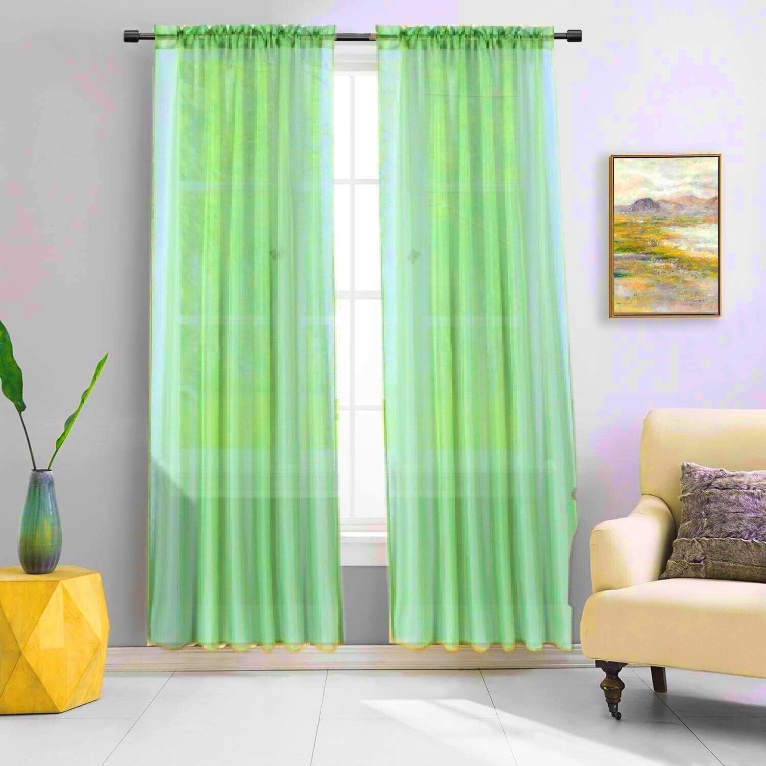 Peach Color Sheer Curtains 2 Panels,Livingroom Window Treatment Rod ...