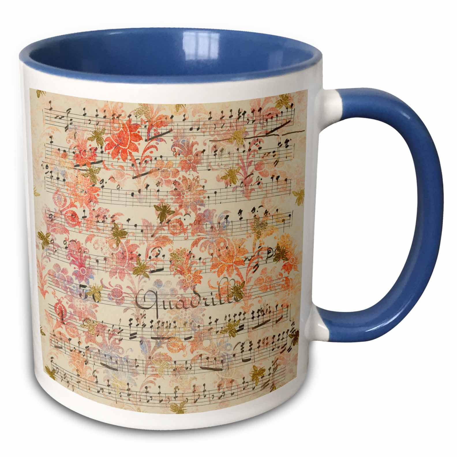 3drose, Peach Color Sheet of Music with an Overlay of Flowers Pattern ...