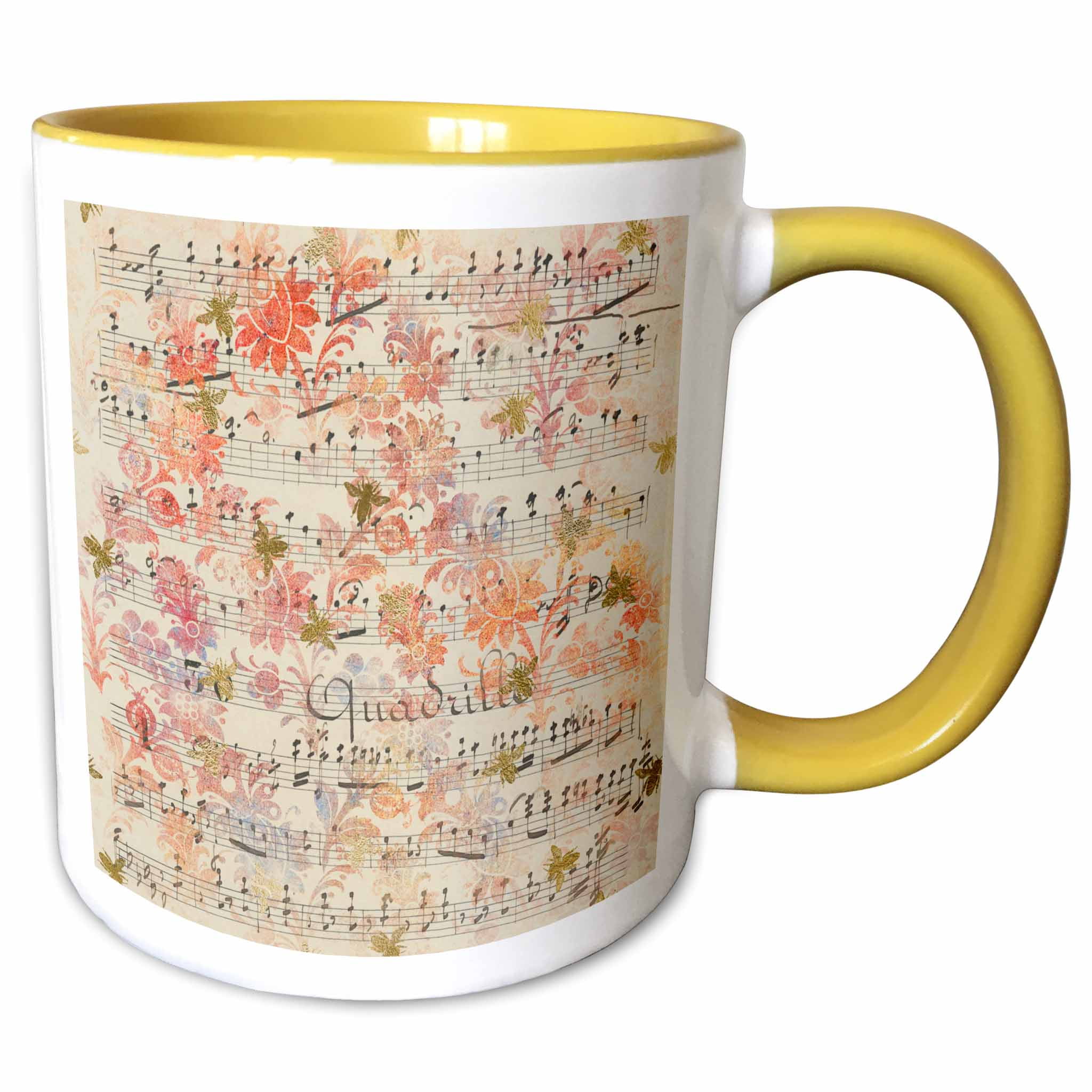 3drose, Peach Color Sheet of Music with an Overlay of Flowers Pattern ...