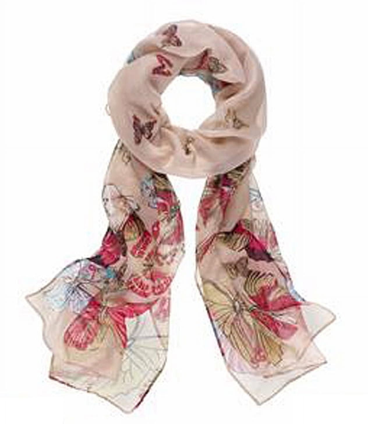 Peach Colored Background Butterfly Design Light Material Scarf- By Ganz ...