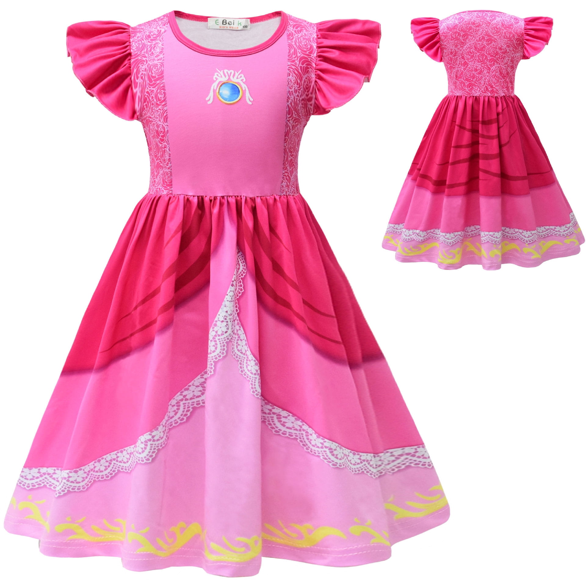 Peach Costume for Girls Princess Dress Halloween Party Outfit - Walmart.com