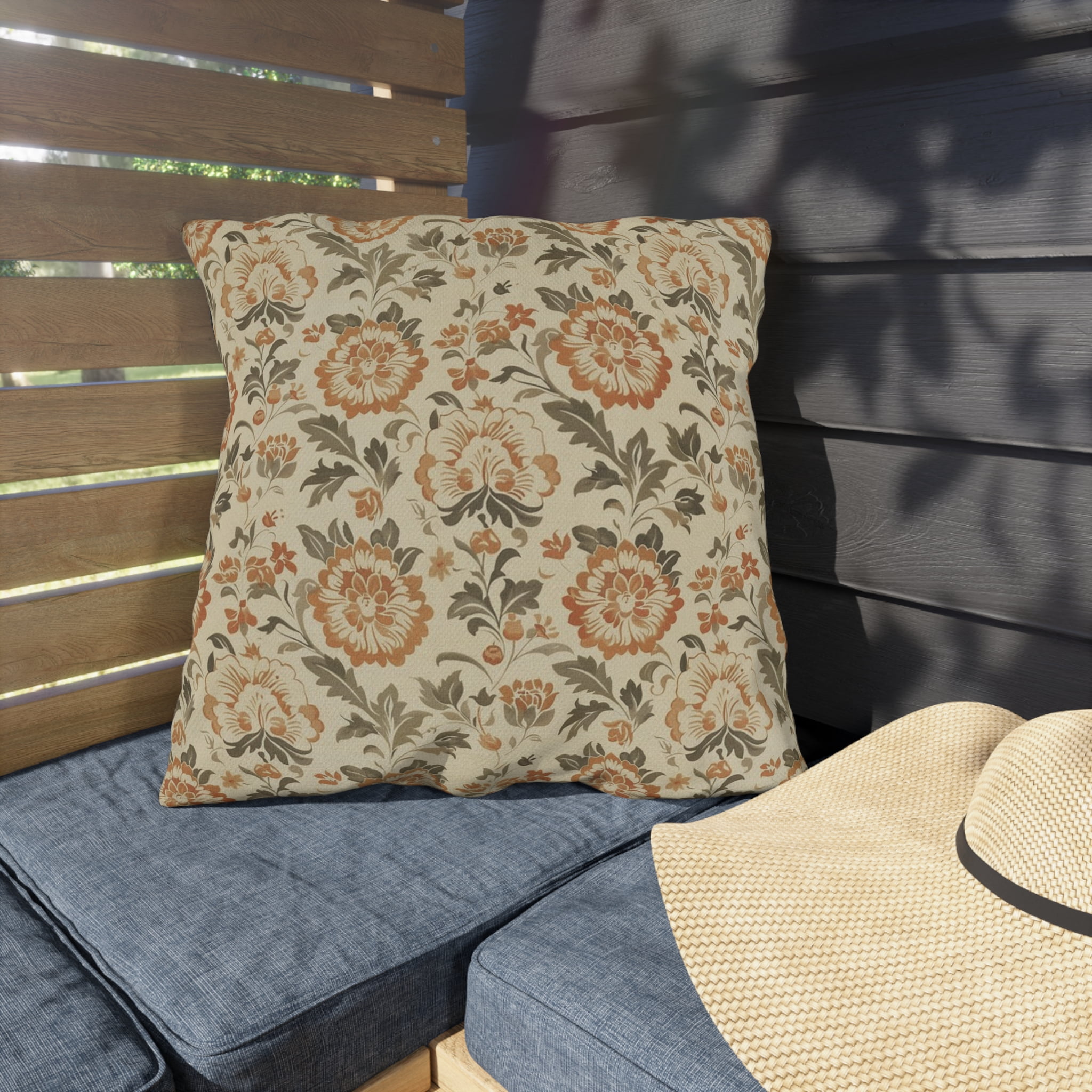 Peach Cottagecore Floral Pillow, Soft Spring Decor - Outdoor Pillow ...