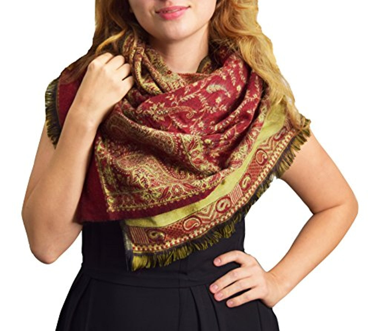 Peach Couture Blanket Scarf Thick 4 Ply Reversible Paisley Pashmina ...