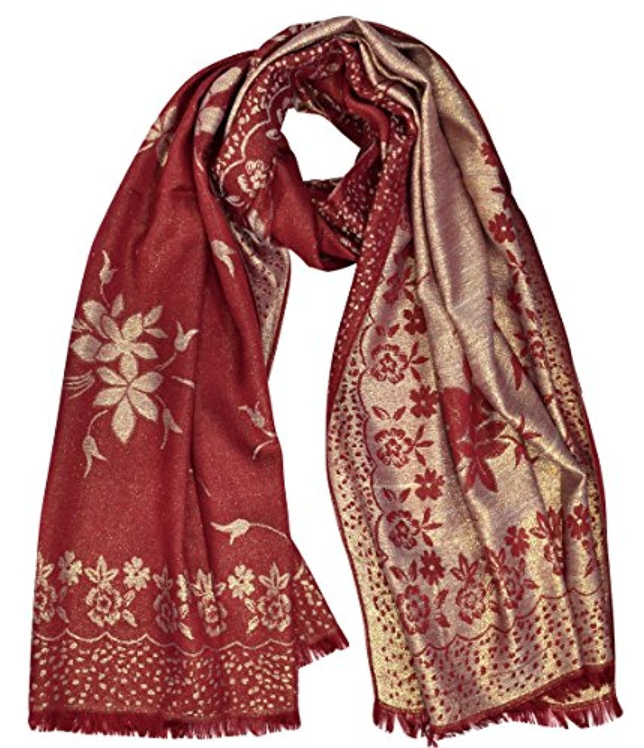 Peach Couture Women's Ravishing Reversible Metallic Paisley Shawl Wrap ...