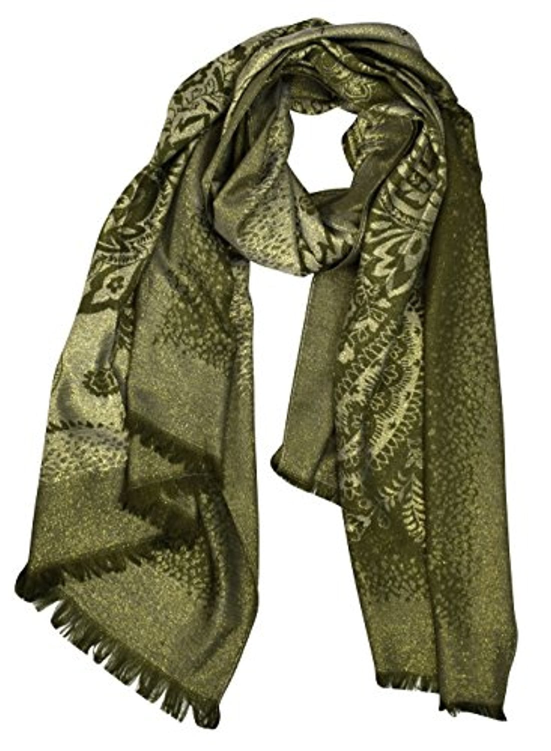 Peach Couture Women's Ravishing Reversible Metallic Paisley Shawl Wrap ...