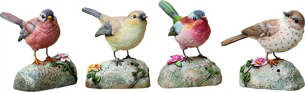 Peach Cream Bird On Rock Motion Sensor 5.5 x 6 Resin Decorative Outdoor ...
