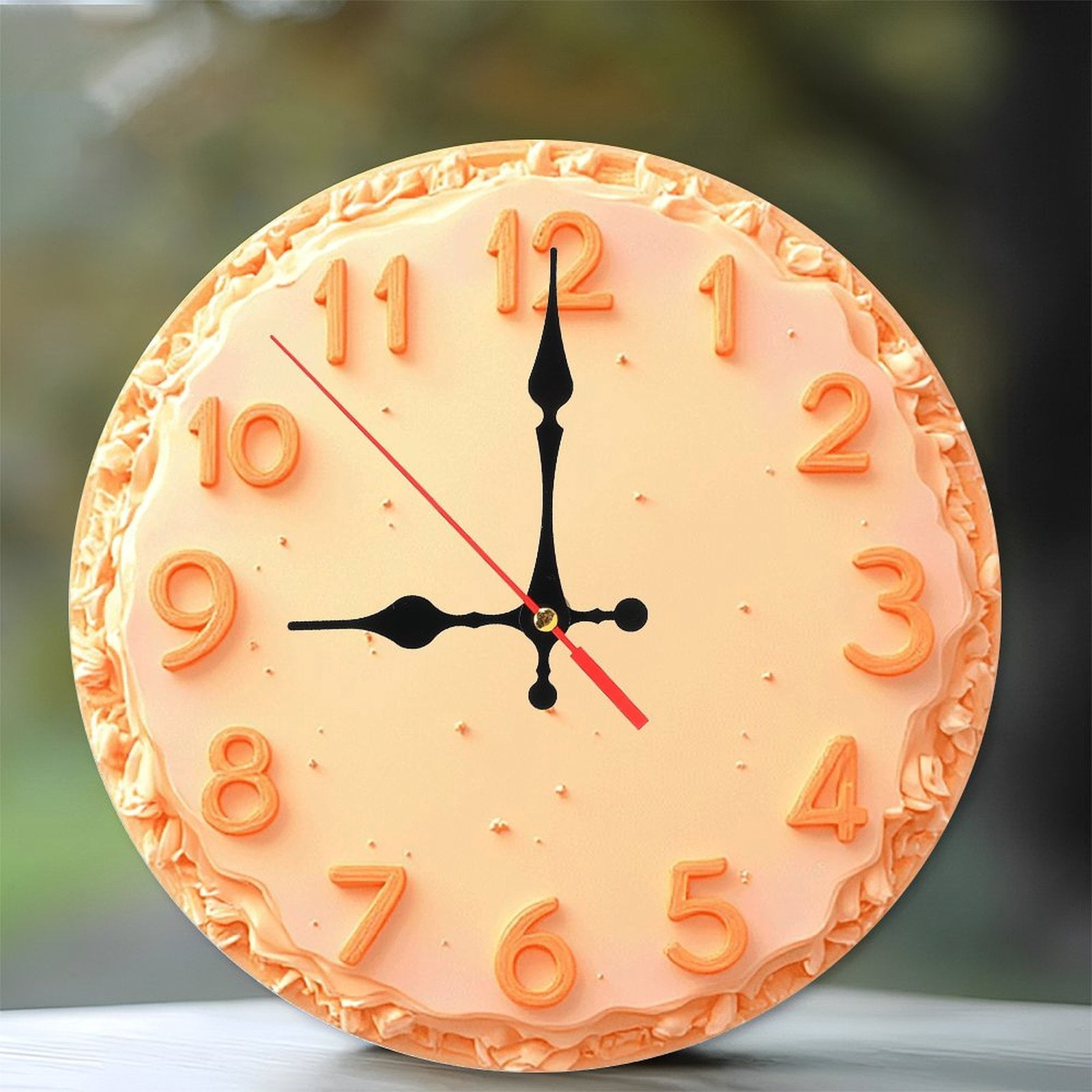 Peach Cream Wall Clock Modern Home Decor 10-Inch Silent Wooden Wall ...