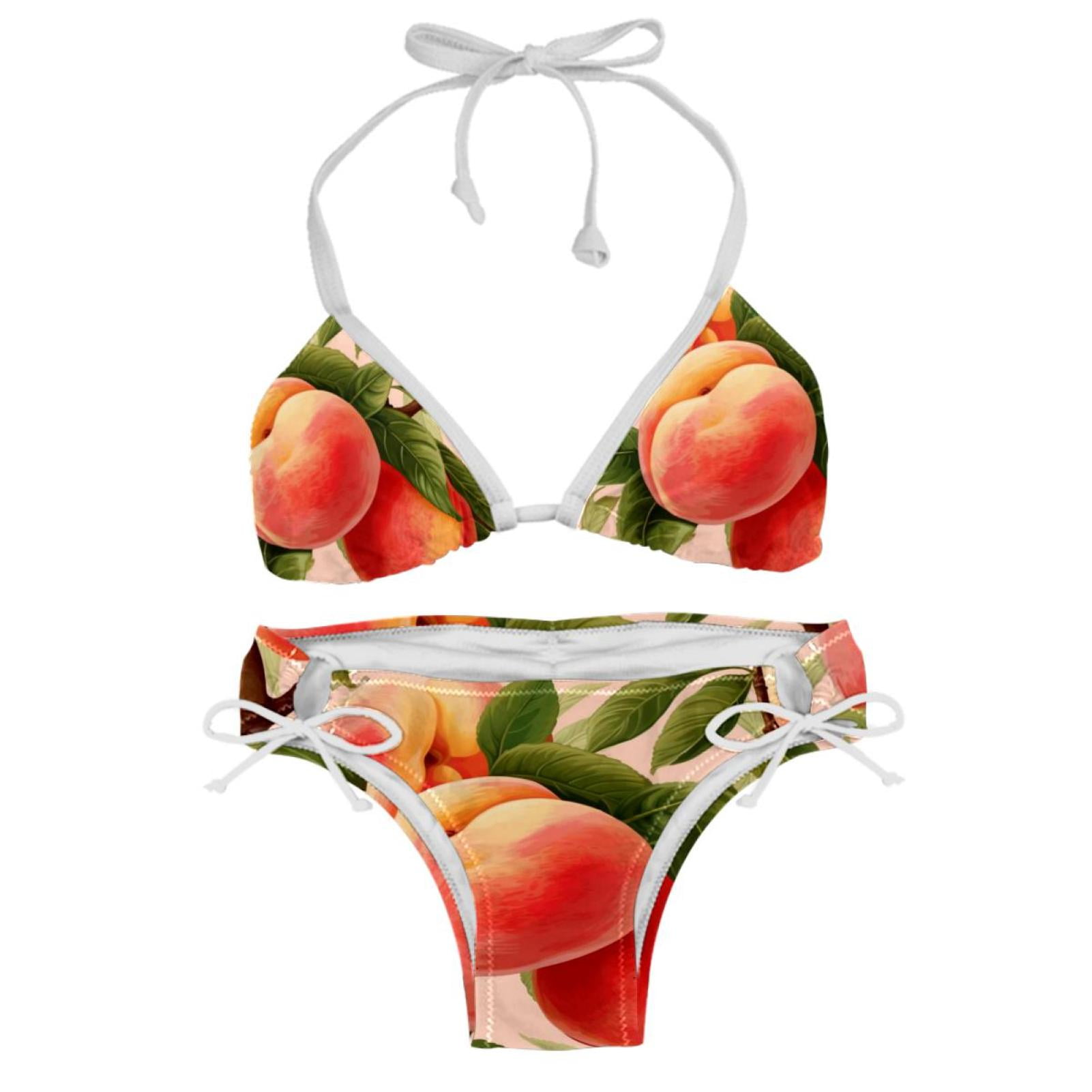 Peach Detachable Sponge, Adjustable Strap, Bikini Set Two-Pack Swim ...