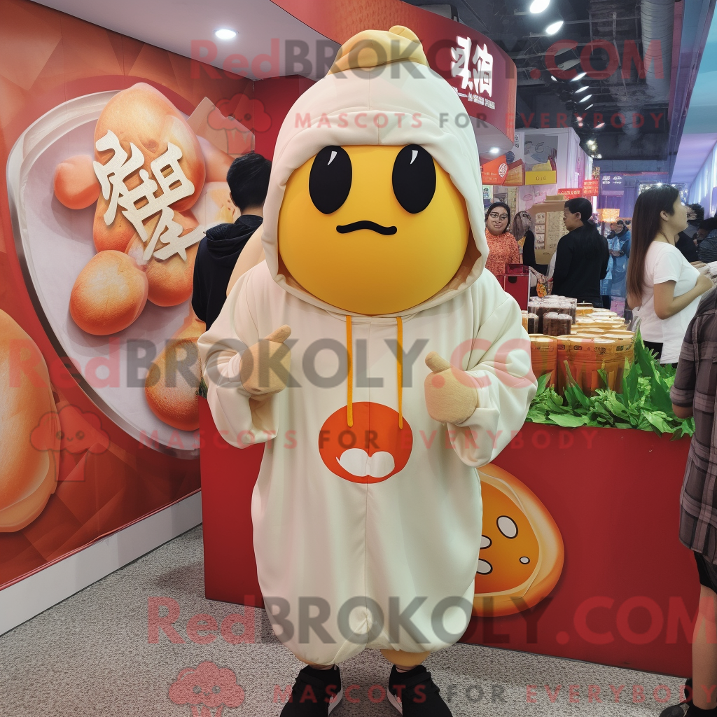 Peach Dim Sum REDBROKOLY mascot costume character dressed with a ...
