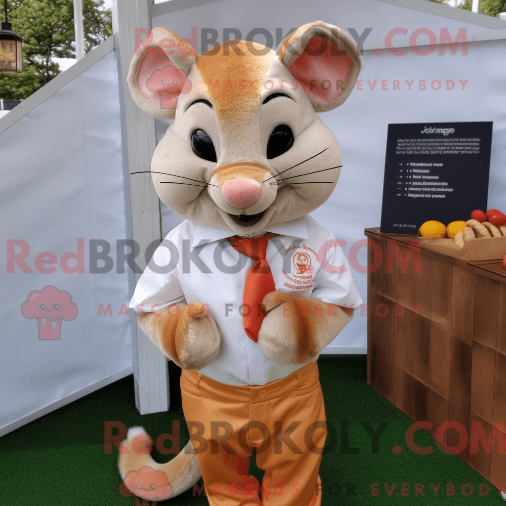 Peach Dormouse REDBROKOLY mascot costume character dressed with a ...