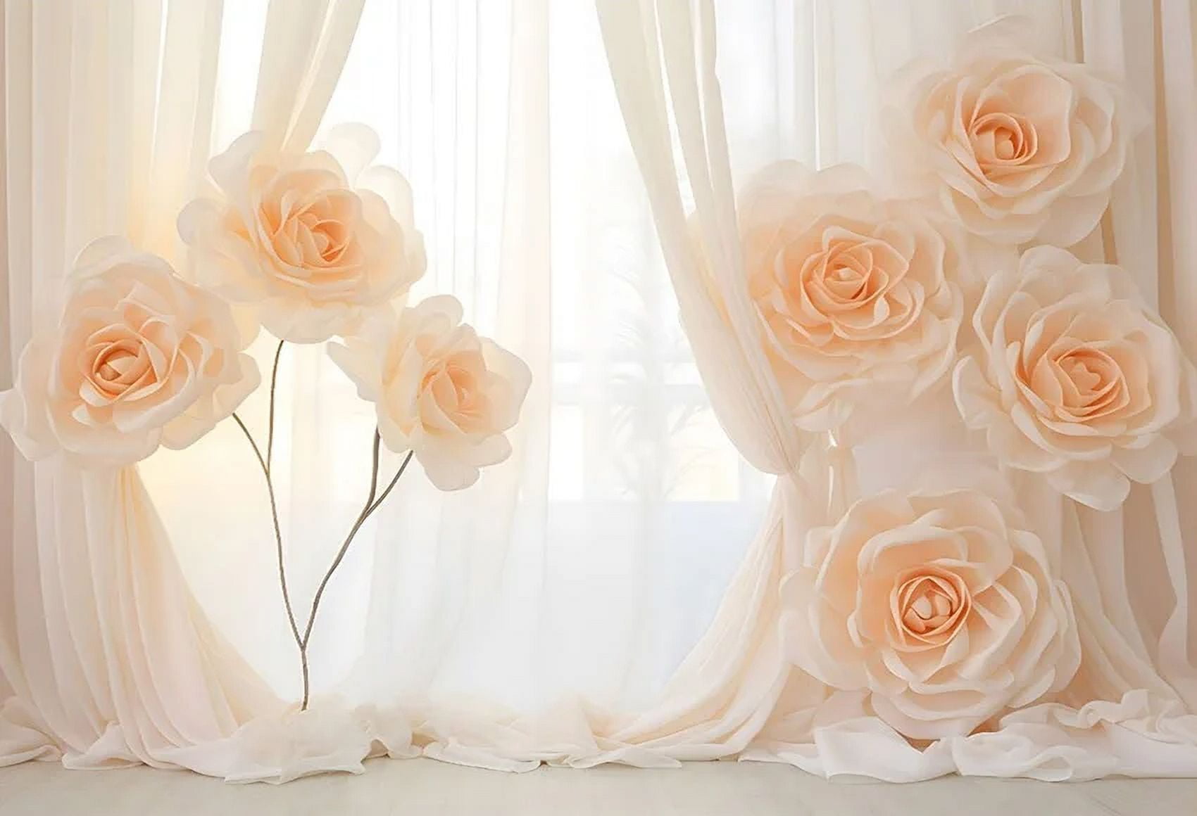 Peach Floral Curtain Adult Birthday Wedding Maternity Art Portrait r ...