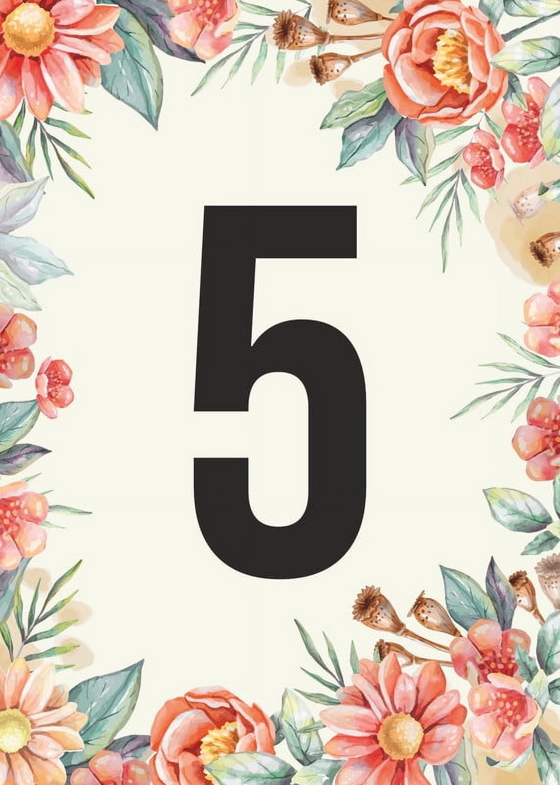 Peach Floral Design Table Number Cards Double Sided Party Table Numbers ...