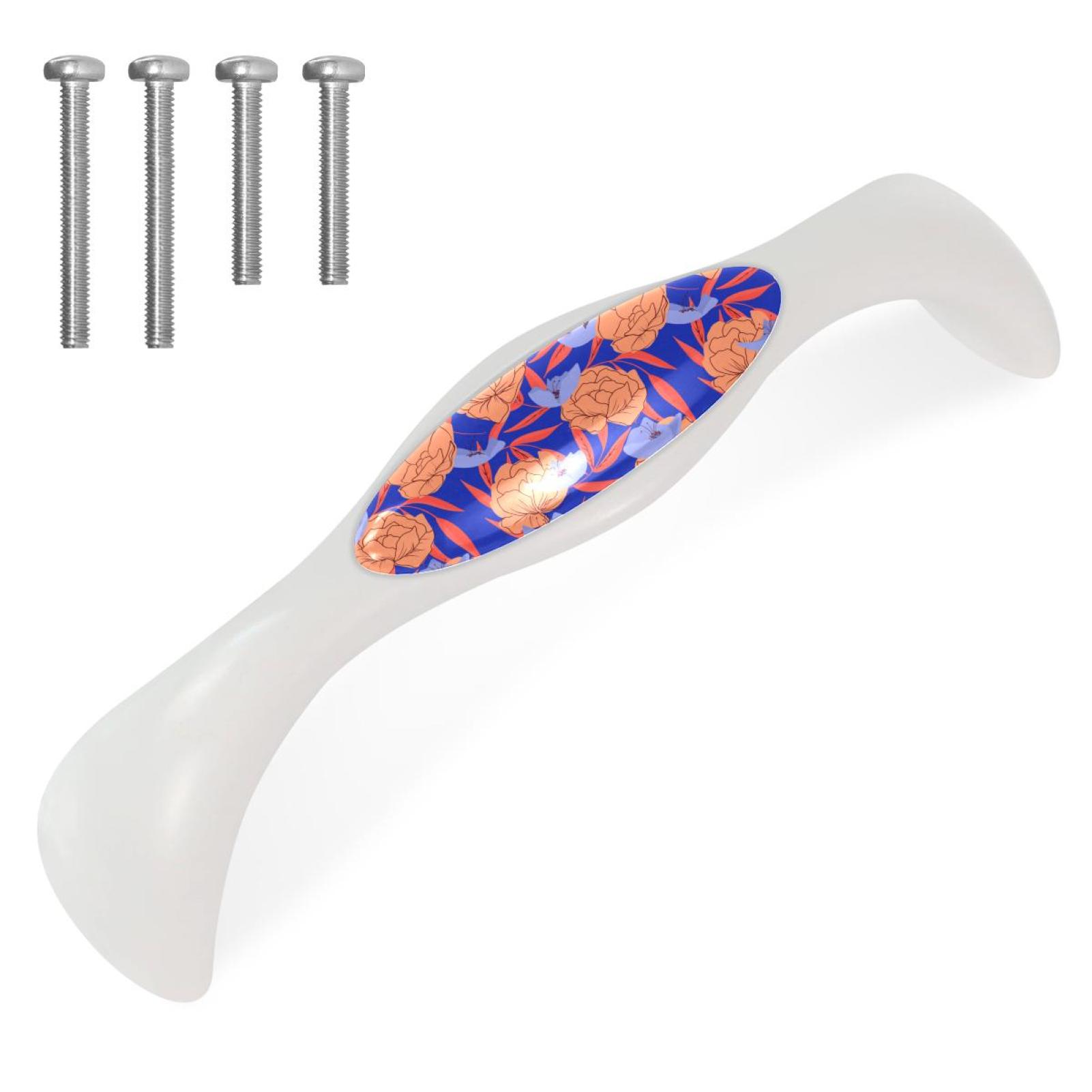 Peach Florals Knob 4 Pack Arched Drawer Pulls Crystal Glass White Knobs ...