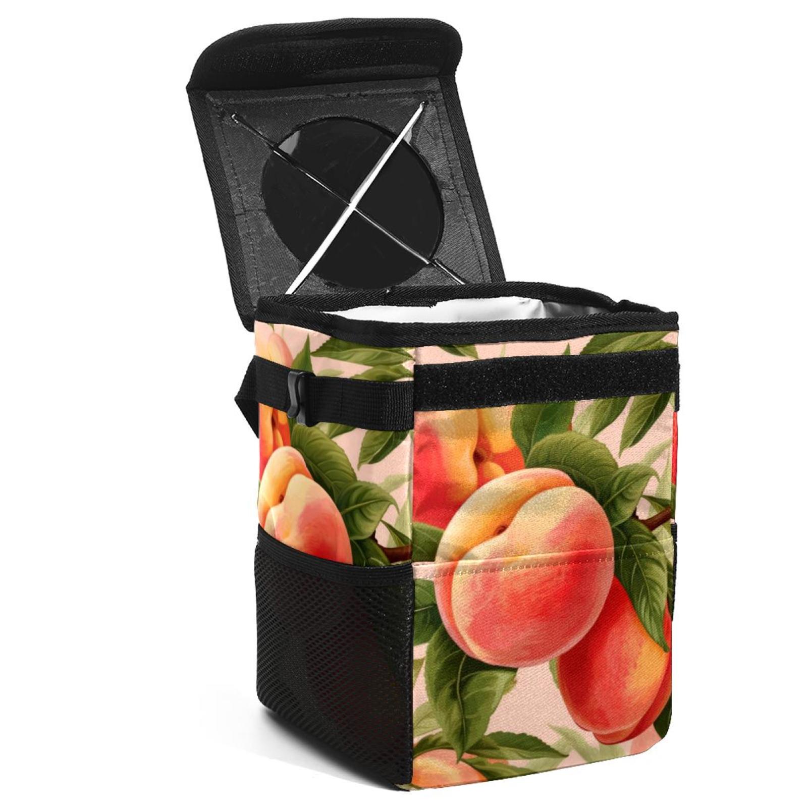 Peach Foldable Car Garbage Can Trash Can for Car, with Lid, Leak-Proof ...