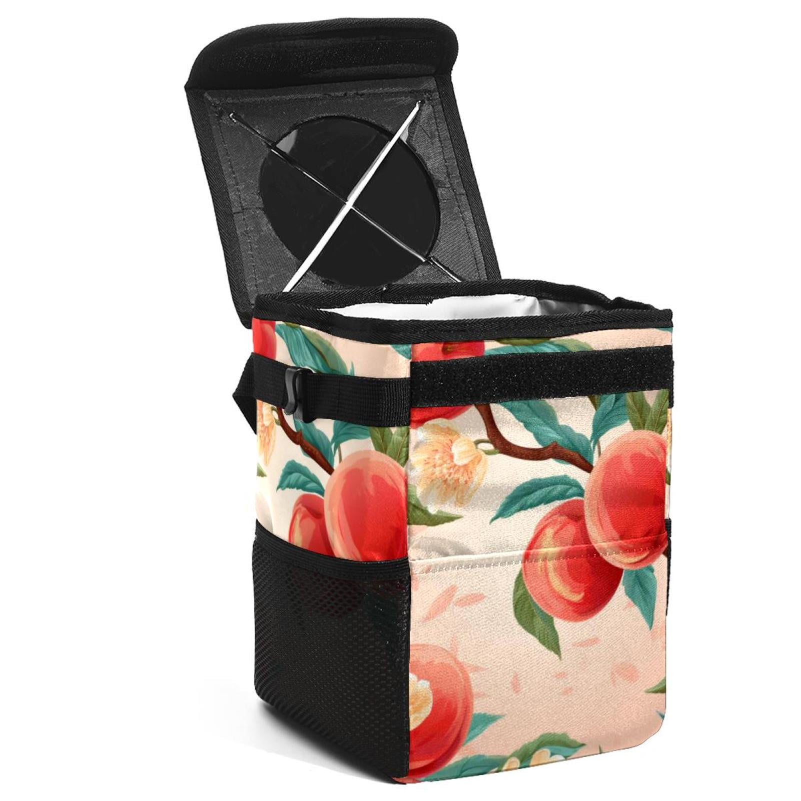 Peach Foldable Car Trash Bin with Lid - Leak-proof Hanging Storage Bag ...