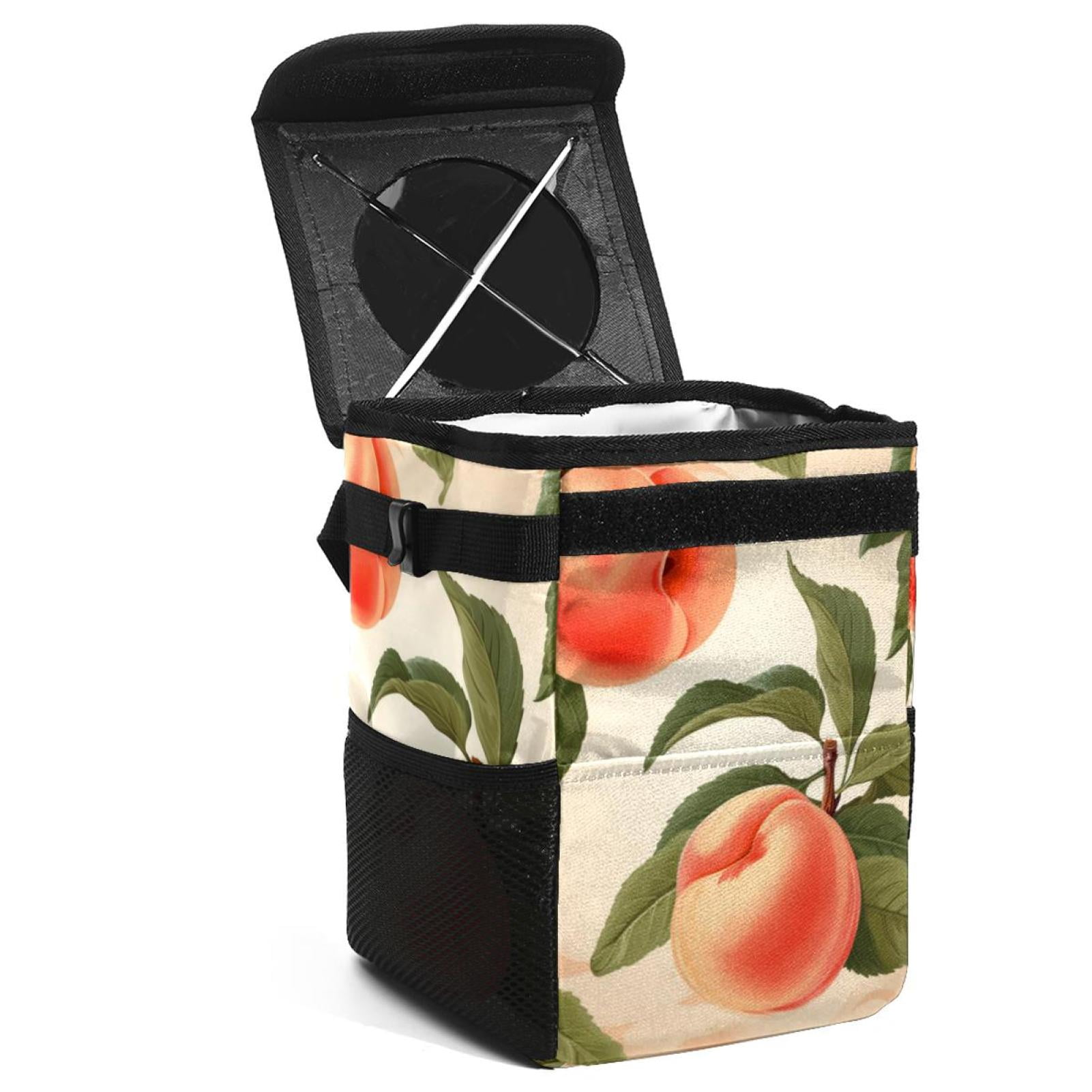 Peach Foldable Car Trash Bin with Lid, Leak-proof Mini Trash Can for ...