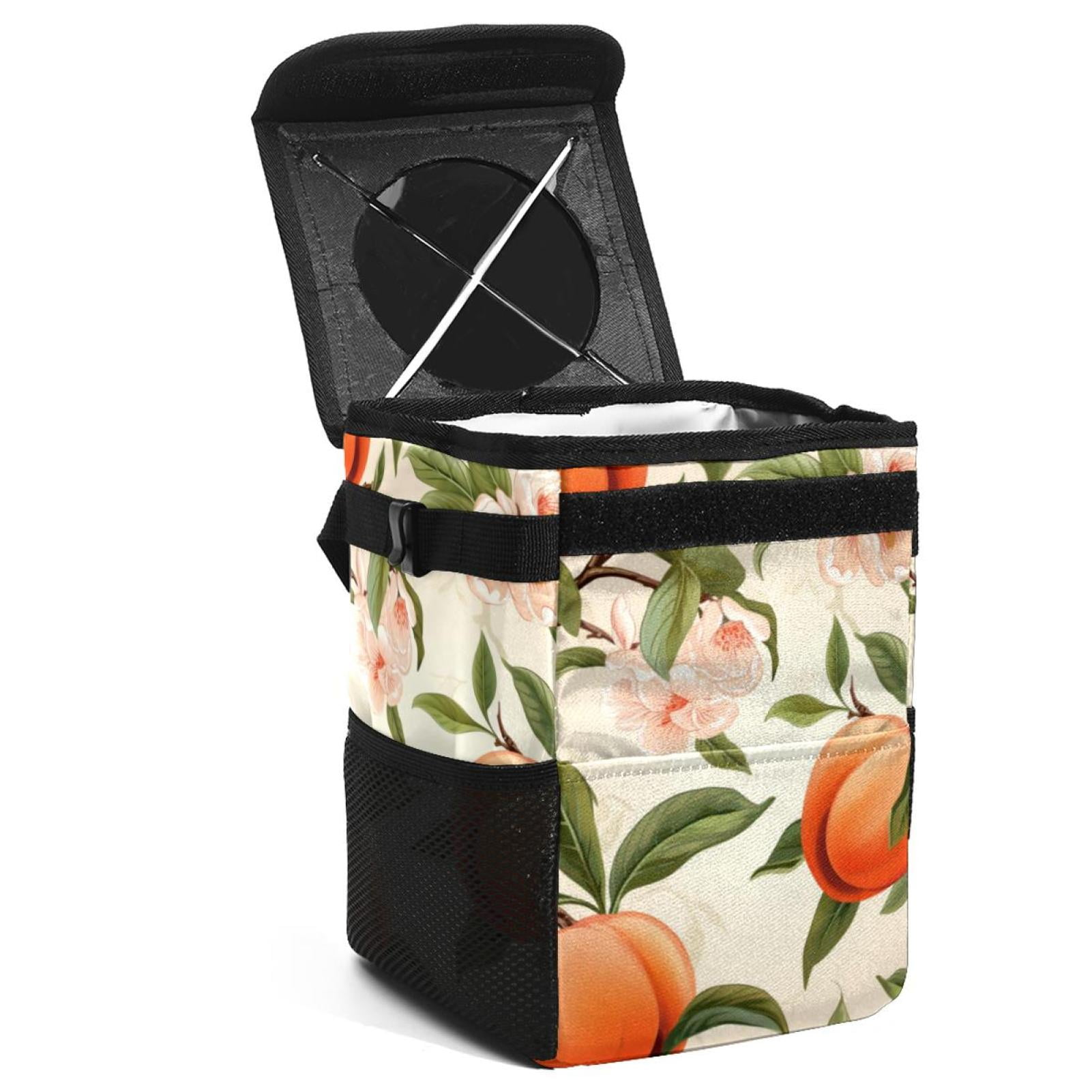 Peach Foldable Car Trash Can Mini Trash Can with Lid Leak-Proof Car ...